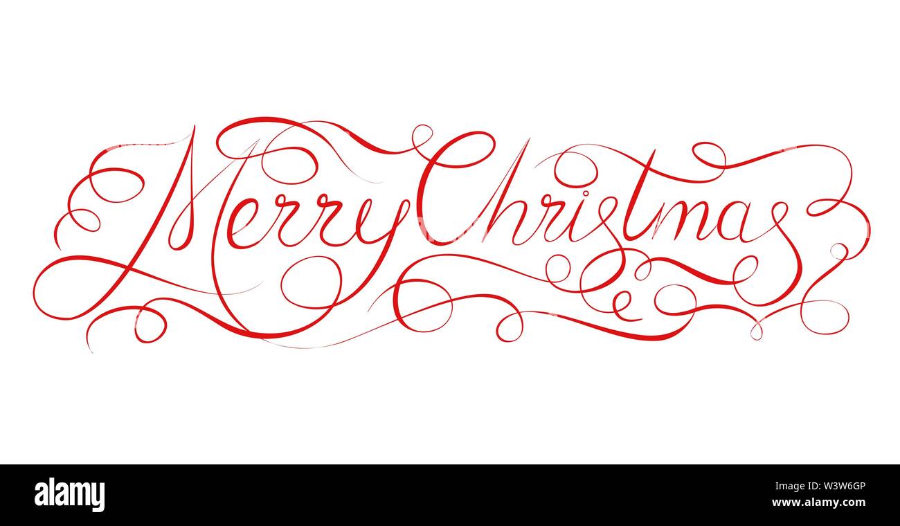Frohe Weihnachten moderne Kalligraphie Inschrift. Roter Text isolatet ...