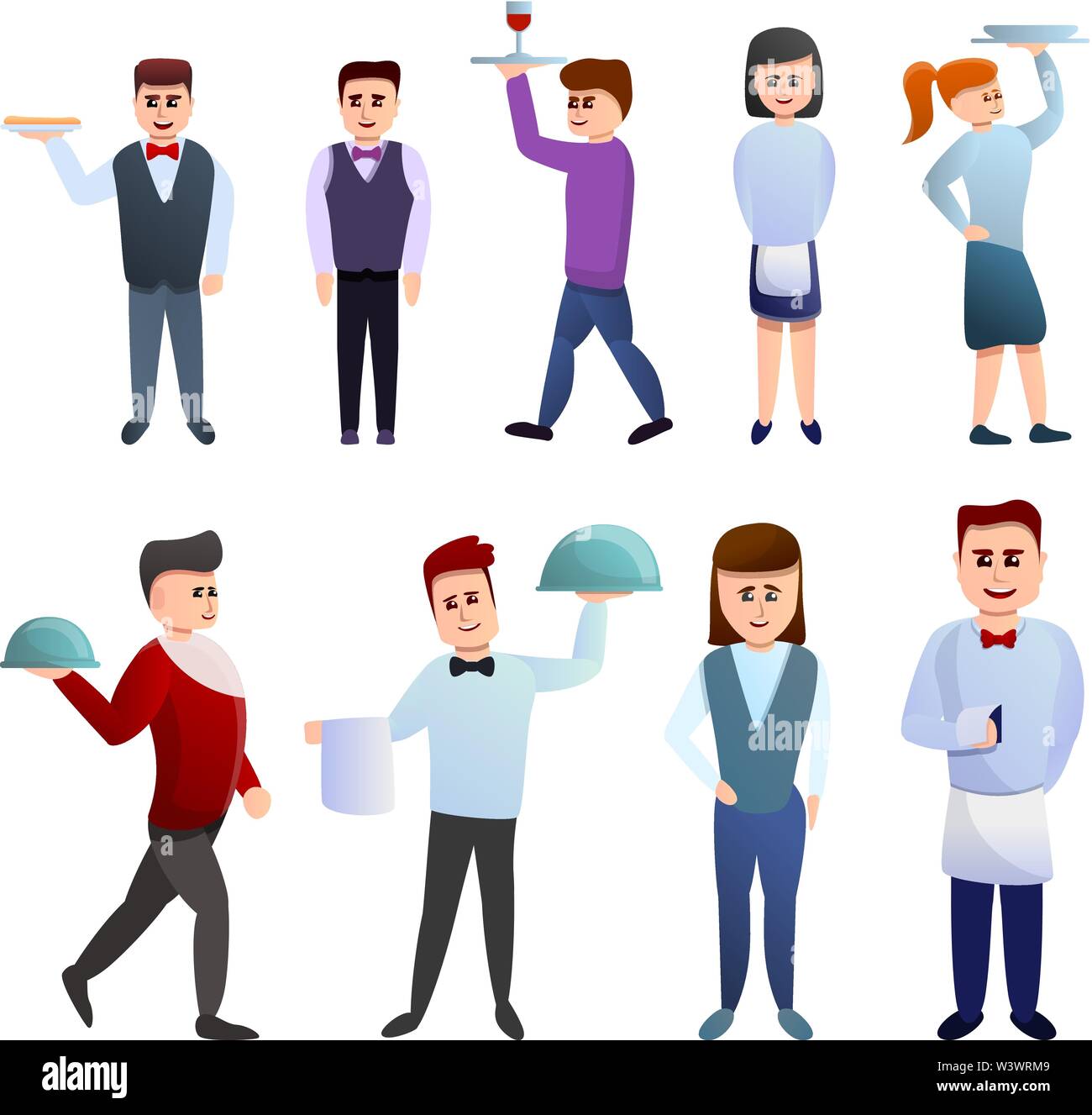 Kellner Symbole gesetzt. Cartoon von Kellner Vector Icons für Web ...