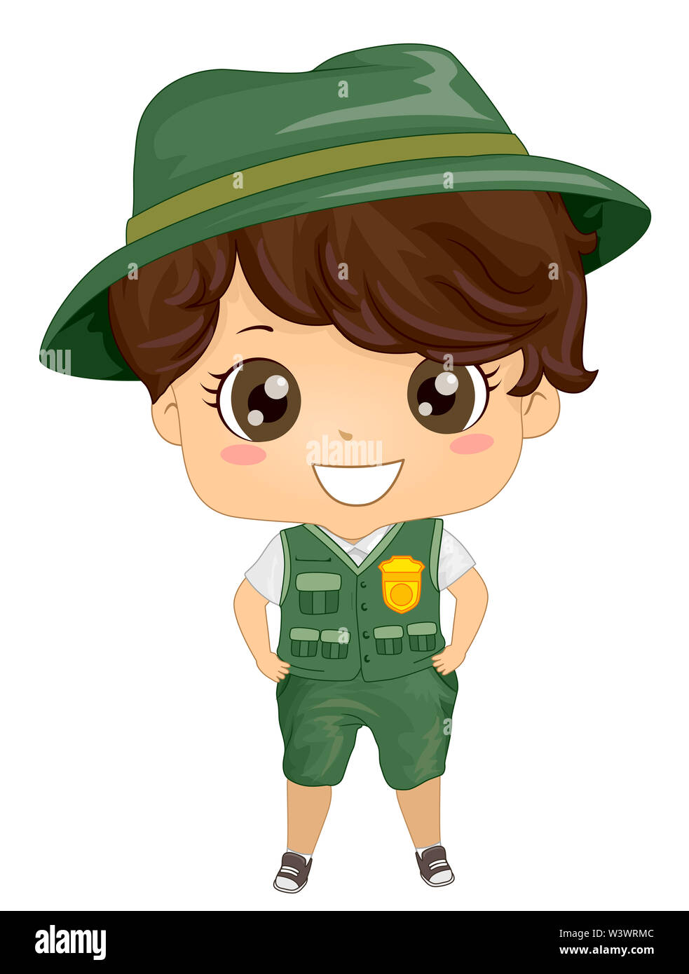 Abbildung: ein Kind Junge tragen ein Park Ranger Uniform mit einem Hut ...