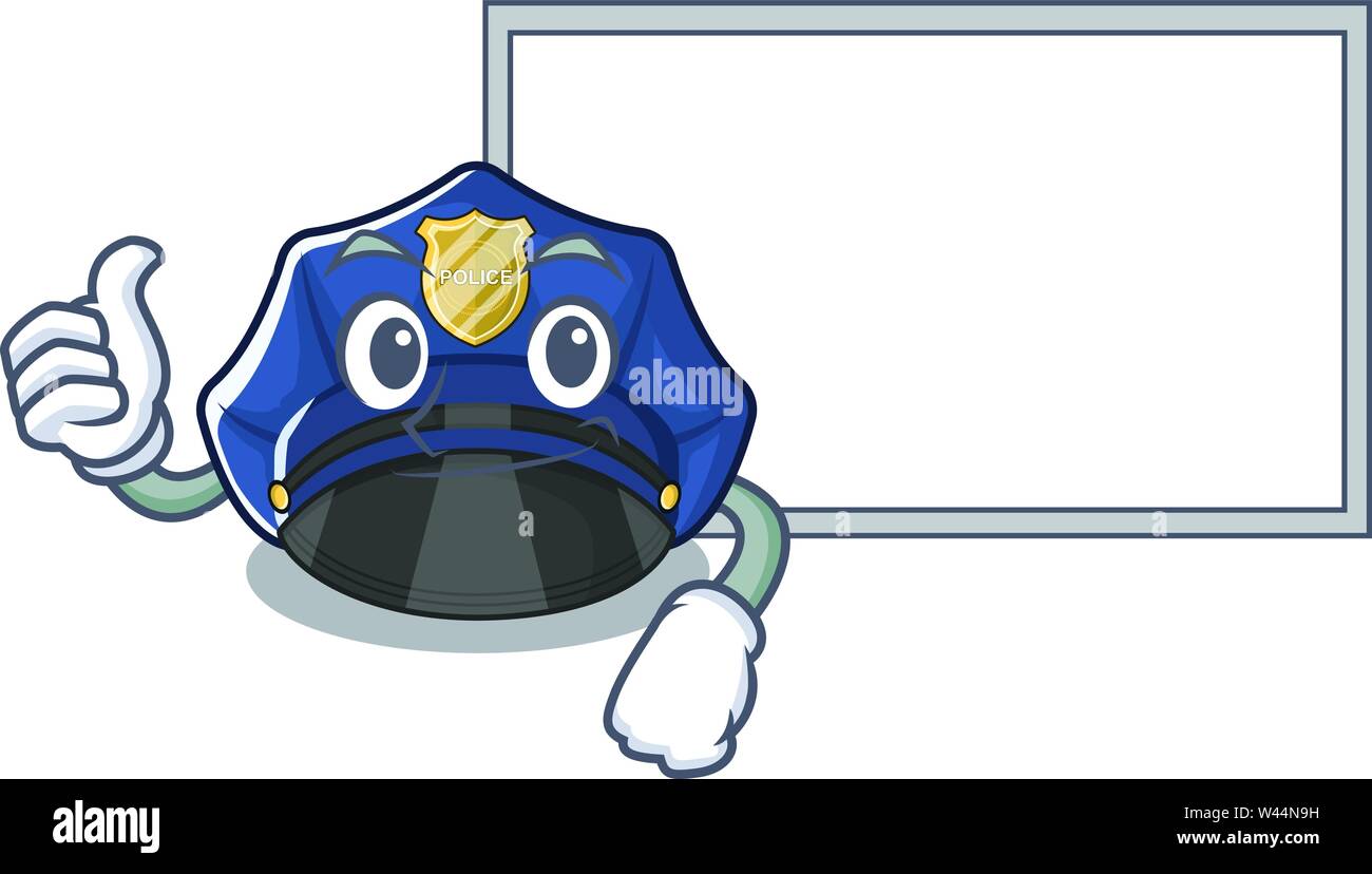Daumen hoch mit Brett Polizei hat in das Maskottchen Vektor ...