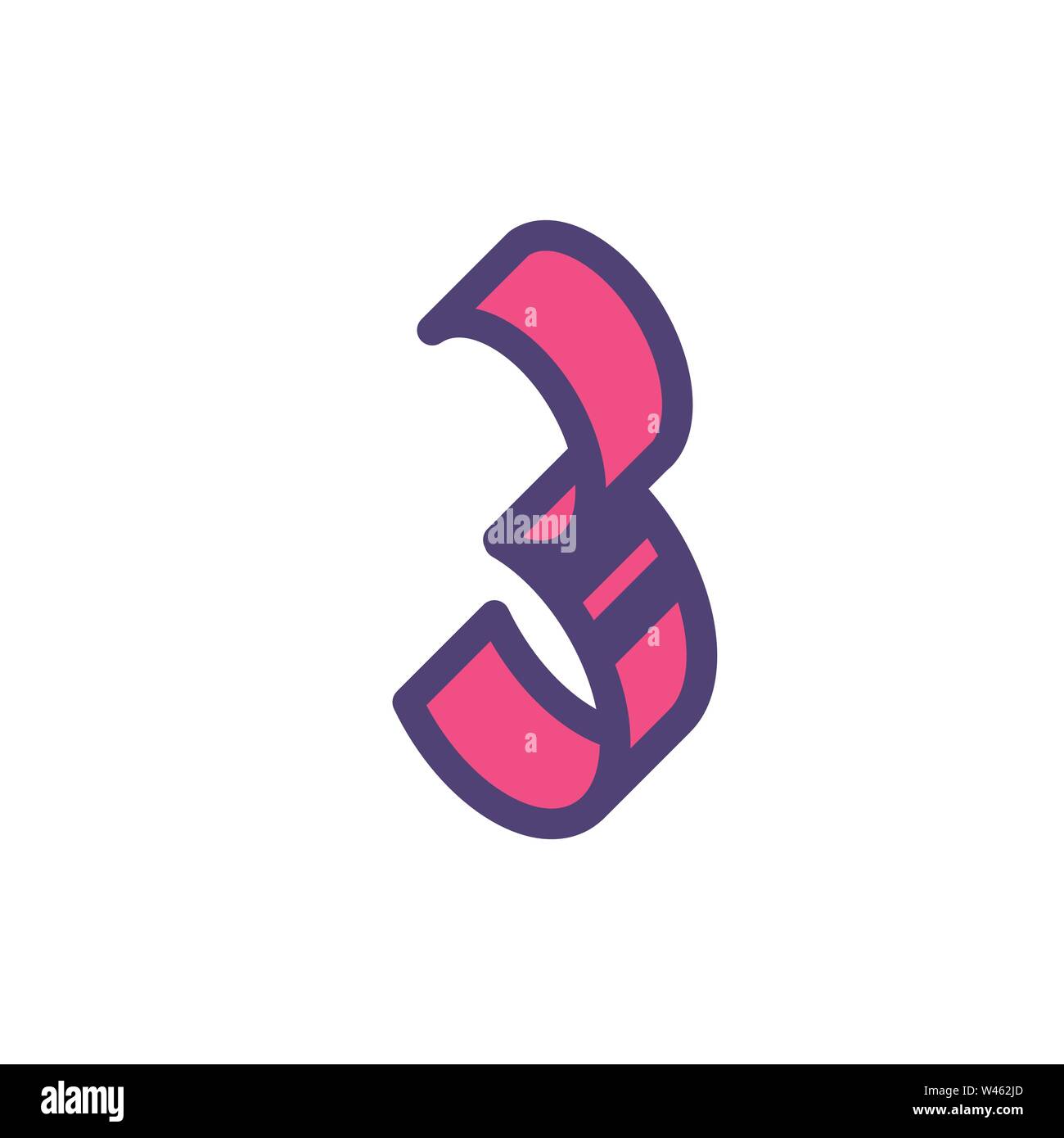 Logo, Zeichen Nummer 3. Vektor. Linear, umriss Symbol. Isometrie, 3 D ...