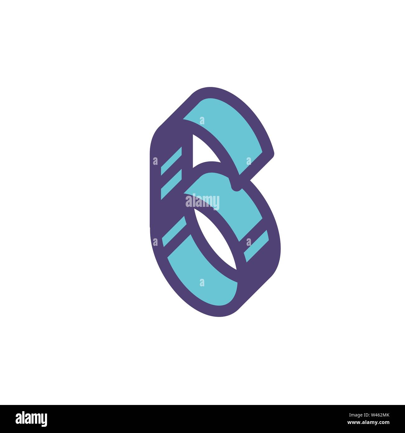 Logo, Zeichen Nummer 6. Vektor. Linear, umriss Symbol. Isometrie, 3 D ...