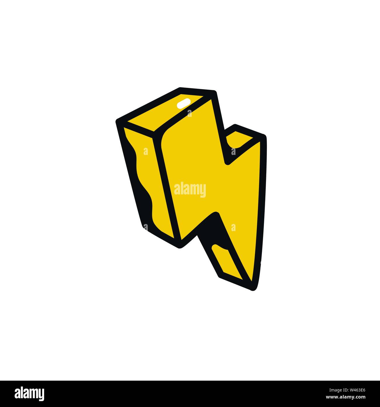 Symbol der Blitz. Vektor. Abbildung: ein gelber Blitz Pfeil. Cartoon ...