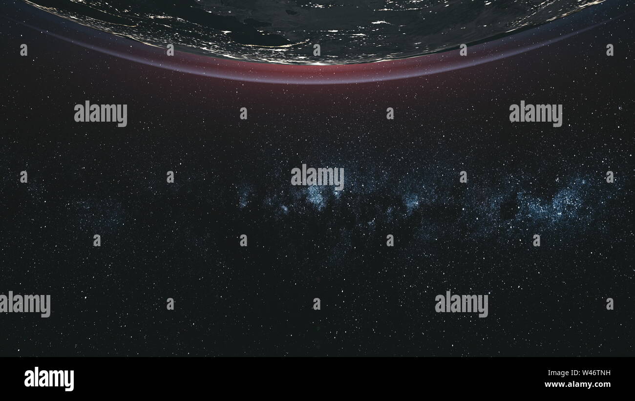 Die Erdumlaufbahn Milchstraße Spiralgalaxie Satelliten anzeigen. Star ...