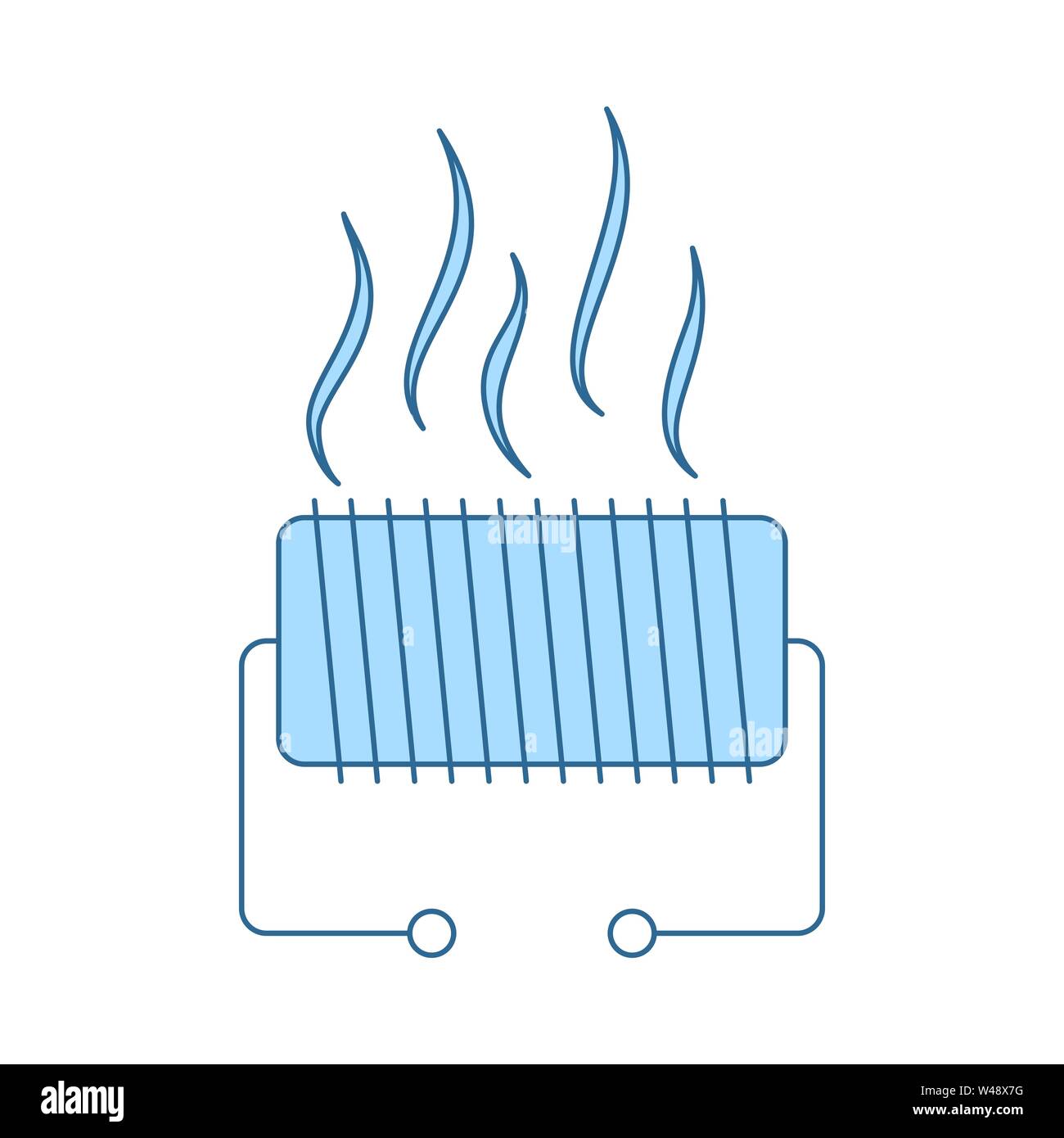 Elektrische Heizung Symbol. Dünne Linie mit blauer Füllung Design ...