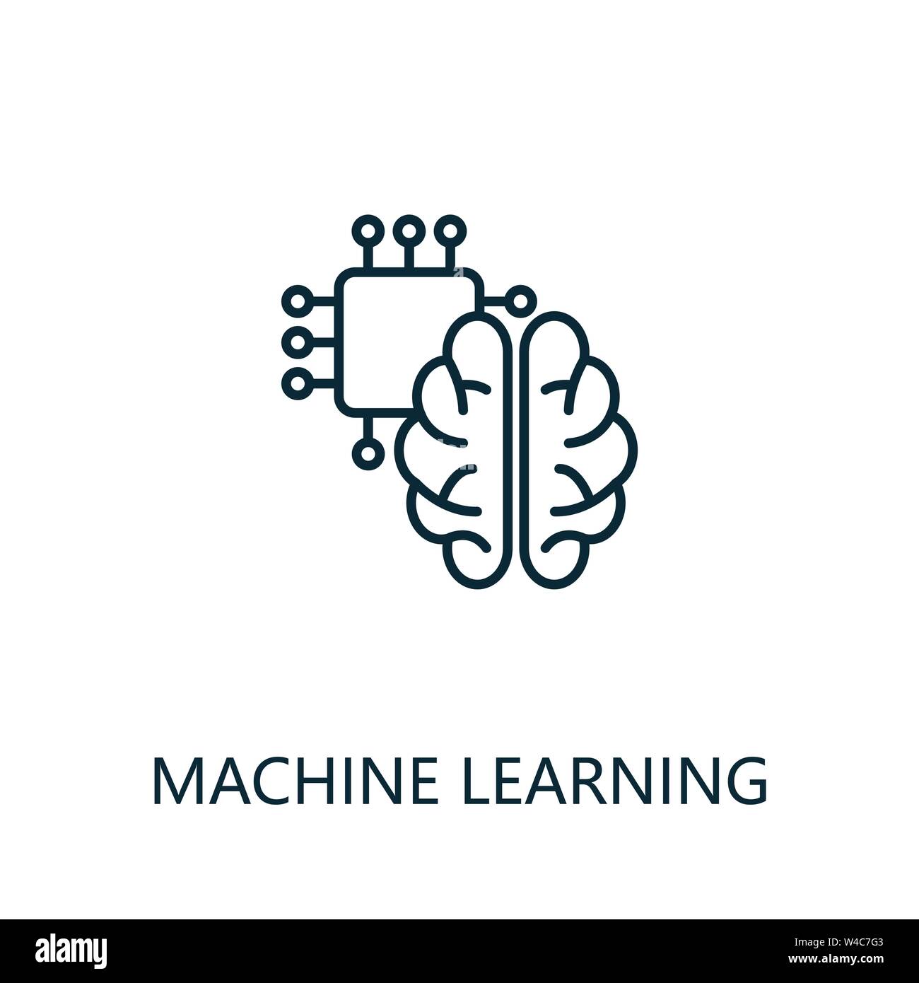 Machine Learning-Symbol mit dünnen Linien. Kreative einfache Design aus ...