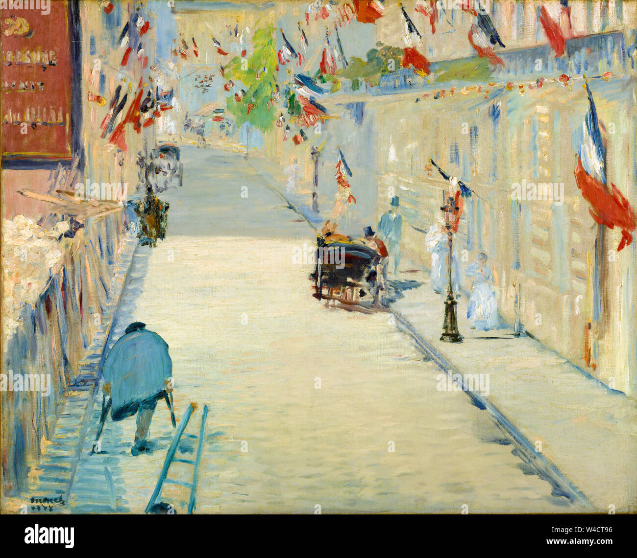 Edouard Manet, Malerei, der Rue Mosnier mit Fahnen, 1878 ...