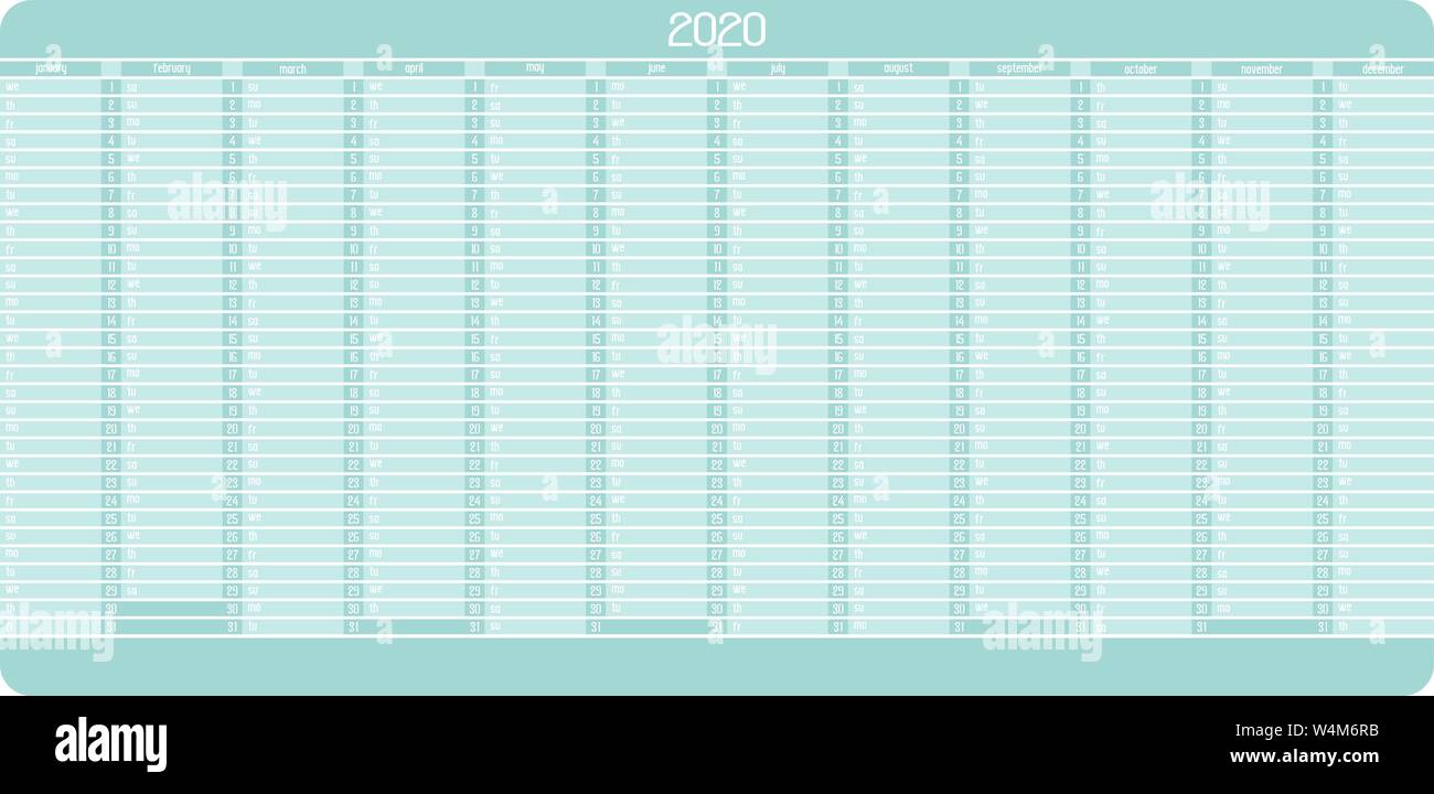 Jährliche Wand Kalender Planer Vorlage für das Jahr 2020. Vector ...