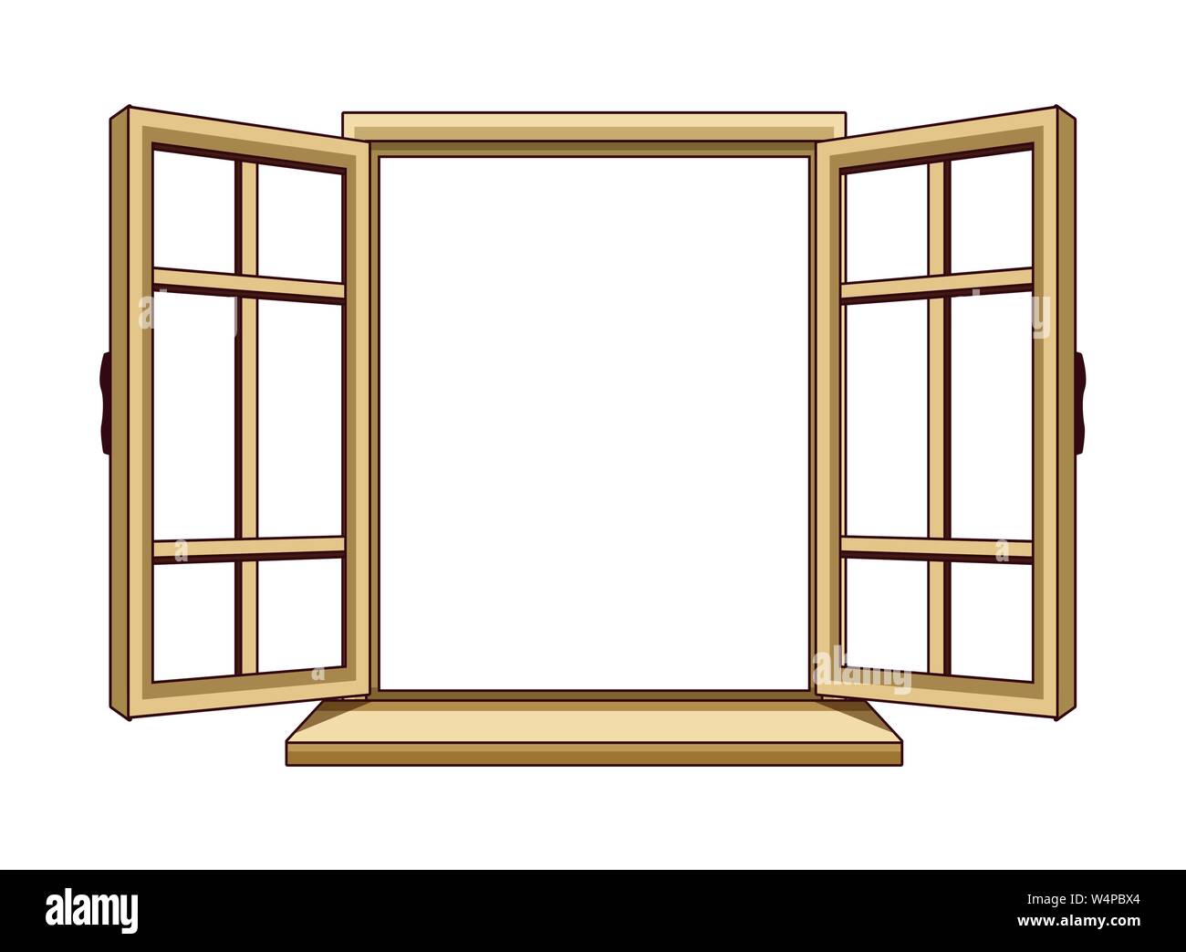 Haus Fenster öffnen Cartoon isoliert Stock-Vektorgrafik - Alamy
