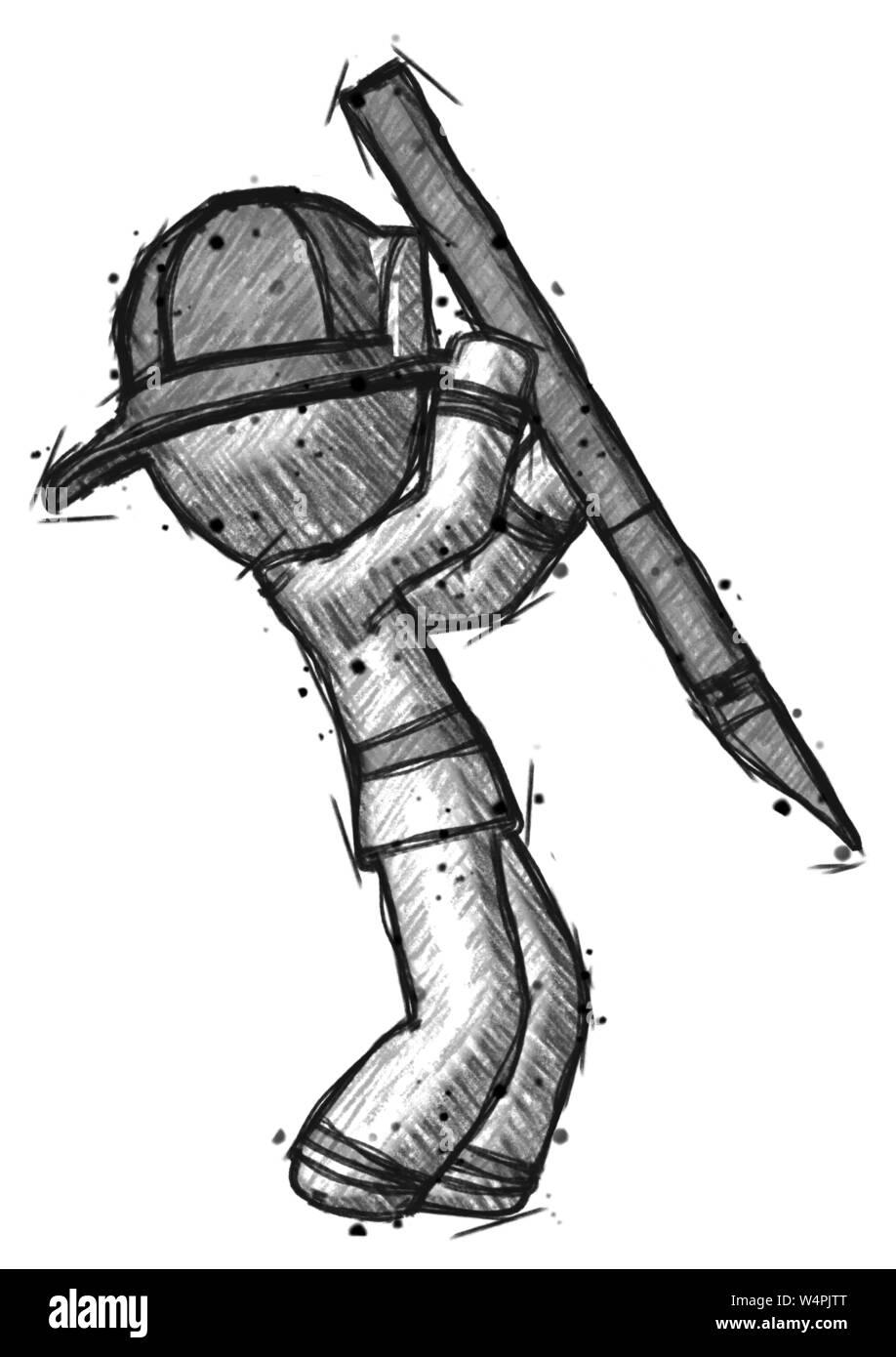 Skizze Feuerwehrmann Feuerwehrmann Mann erstechen oder Schneiden mit ...