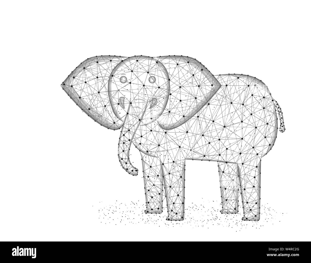 Elephant Low Poly Design, Afrikanische Tier polygonalen Drahtmodell ...