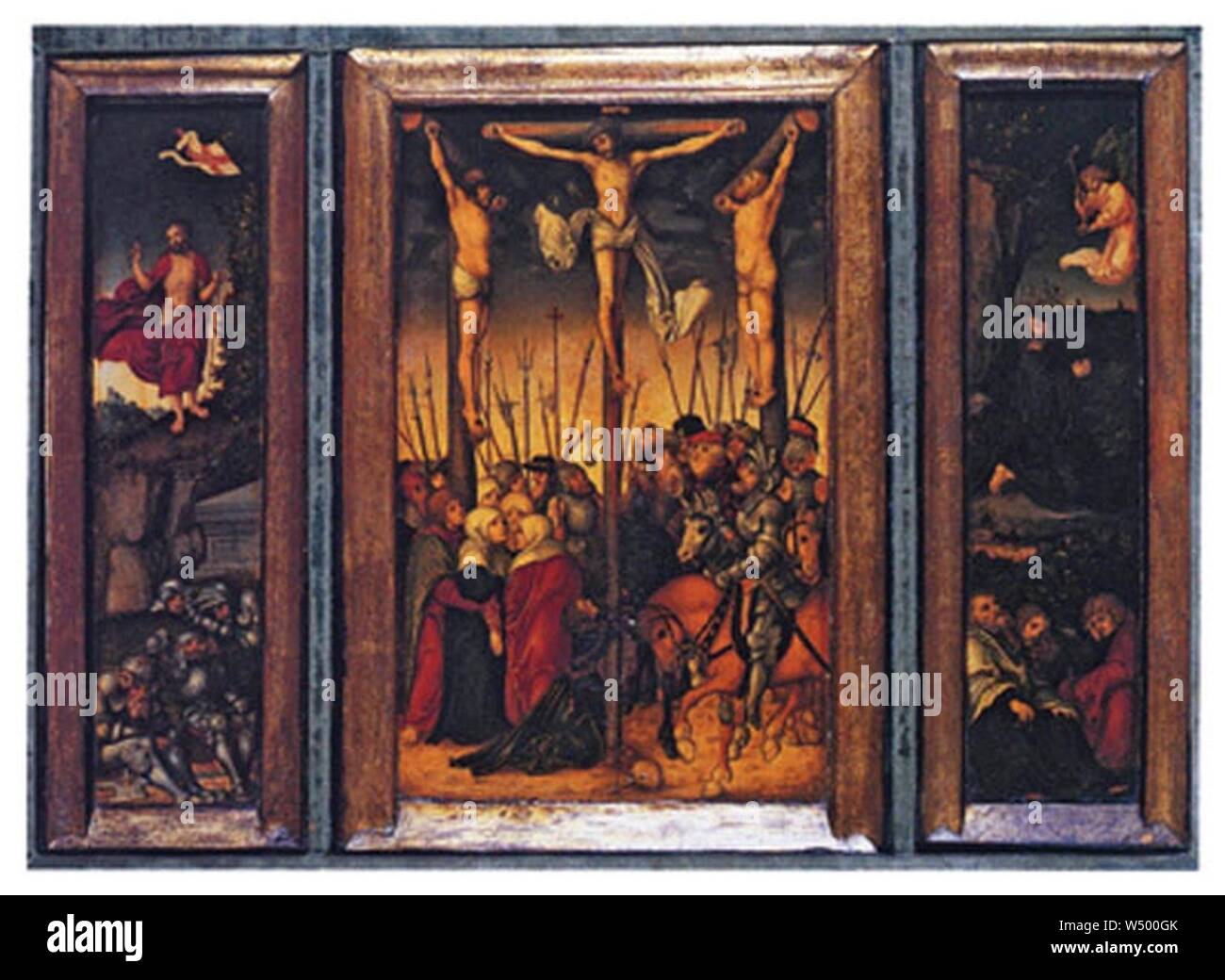 Lucas Cranach - La Crucifixión con la oración en El Huerto y la ...