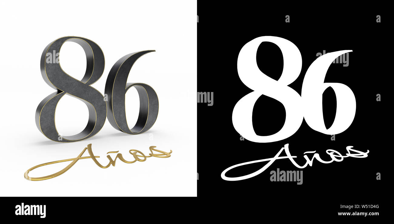 Eintragung in Spanisch. Goldene Zahl 86 Jahre (86 Jahre) und die ...