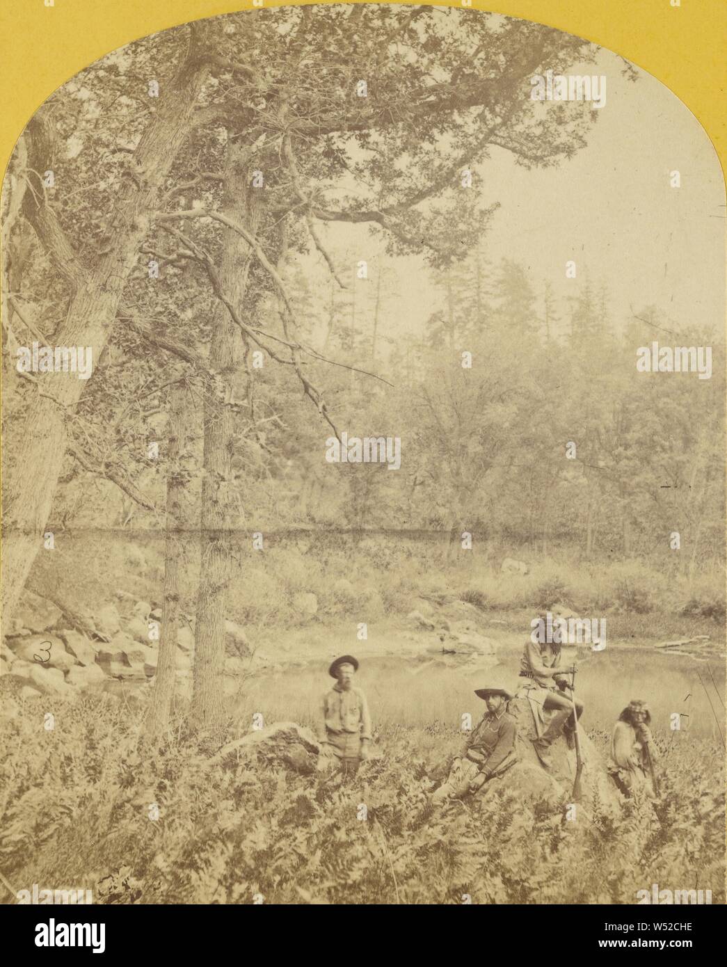 Coyotero Apache Scouts, bei Apache See, die Berge der Sierra Blanca ...