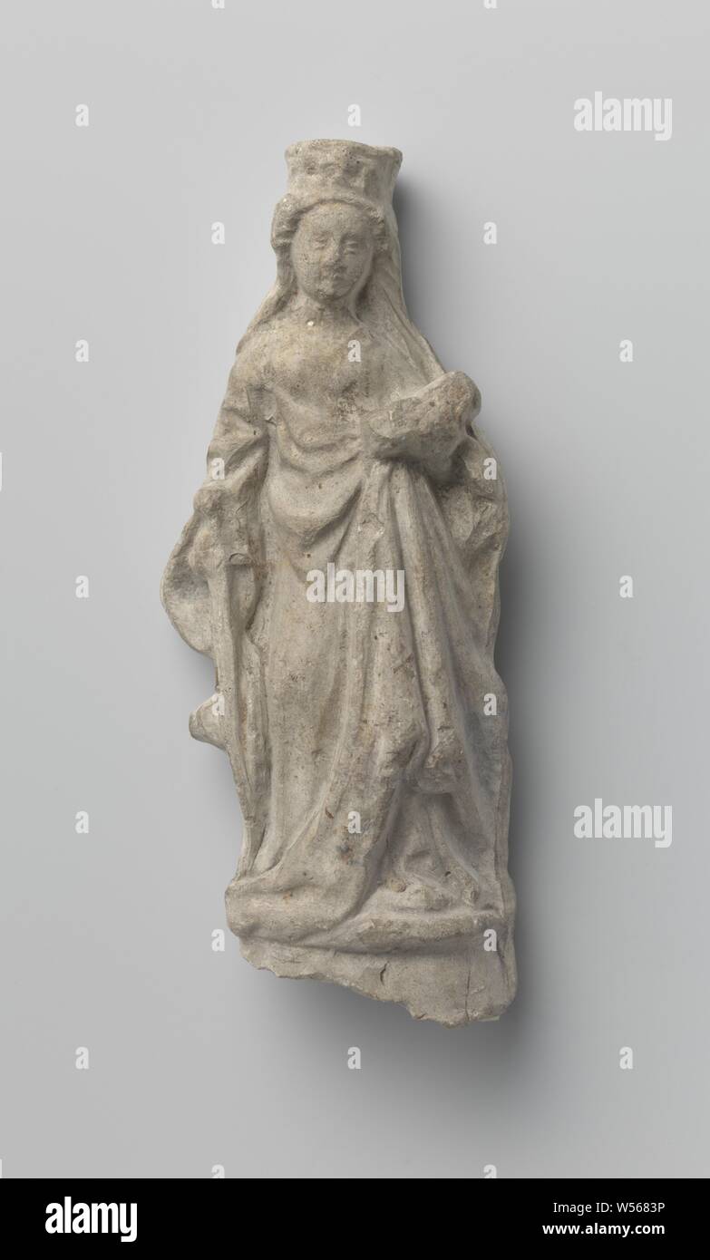 Skulptur der Heiligen Katharina, Skulptur von Erde, die hl. Katharina mit dem Schwert, mit dem ...