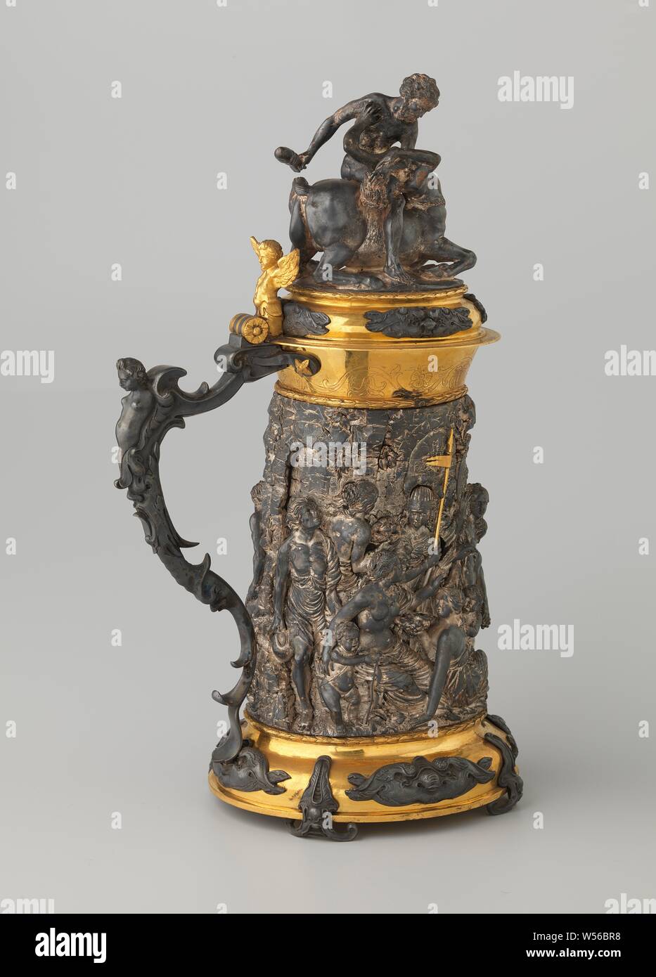 Galvanoplastic Reproduktion eines trinken Kanne mit Deckel zeigt ein ...