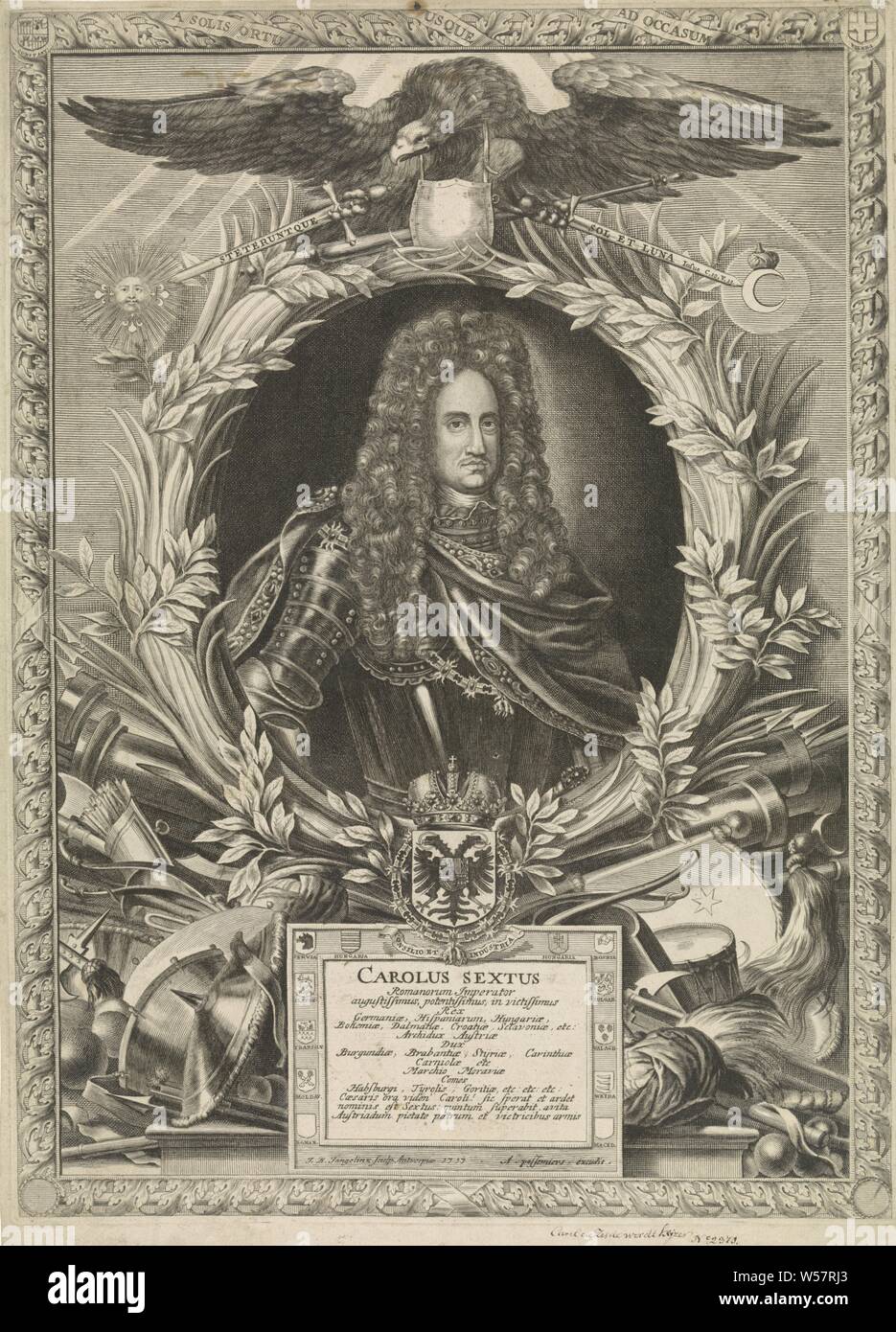 Porträt von Karl VI., Deutscher Kaiser, halbe Länge. Er trägt eine ...