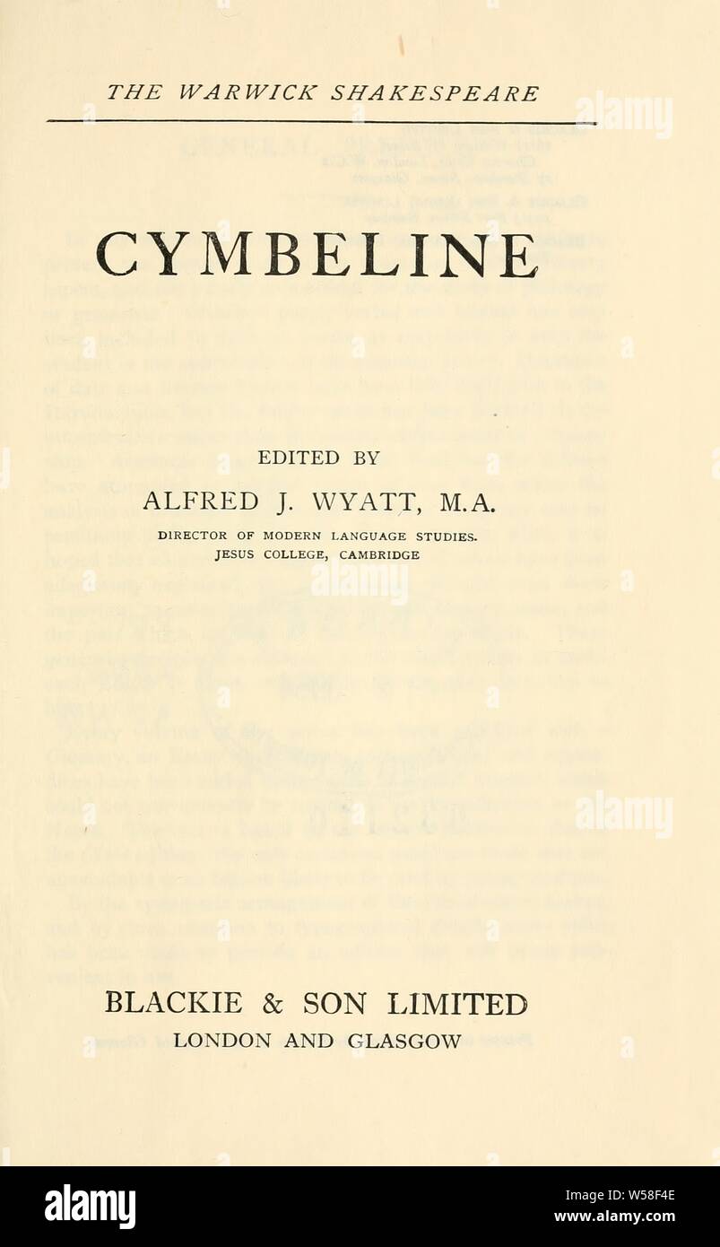 Shakespeare cymbeline -Fotos und -Bildmaterial in hoher Auflösung – Alamy