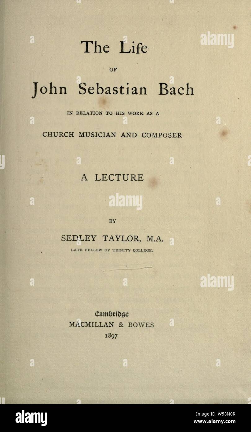 John sebastian bach -Fotos und -Bildmaterial in hoher Auflösung – Alamy