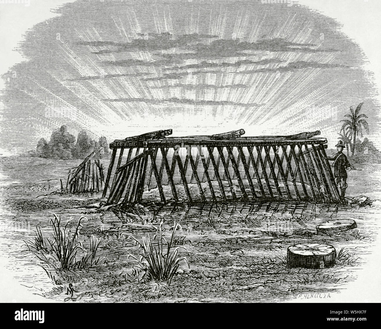 Zentralafrika. Expedition von Stanley. Grab einer indigenen Chief ...