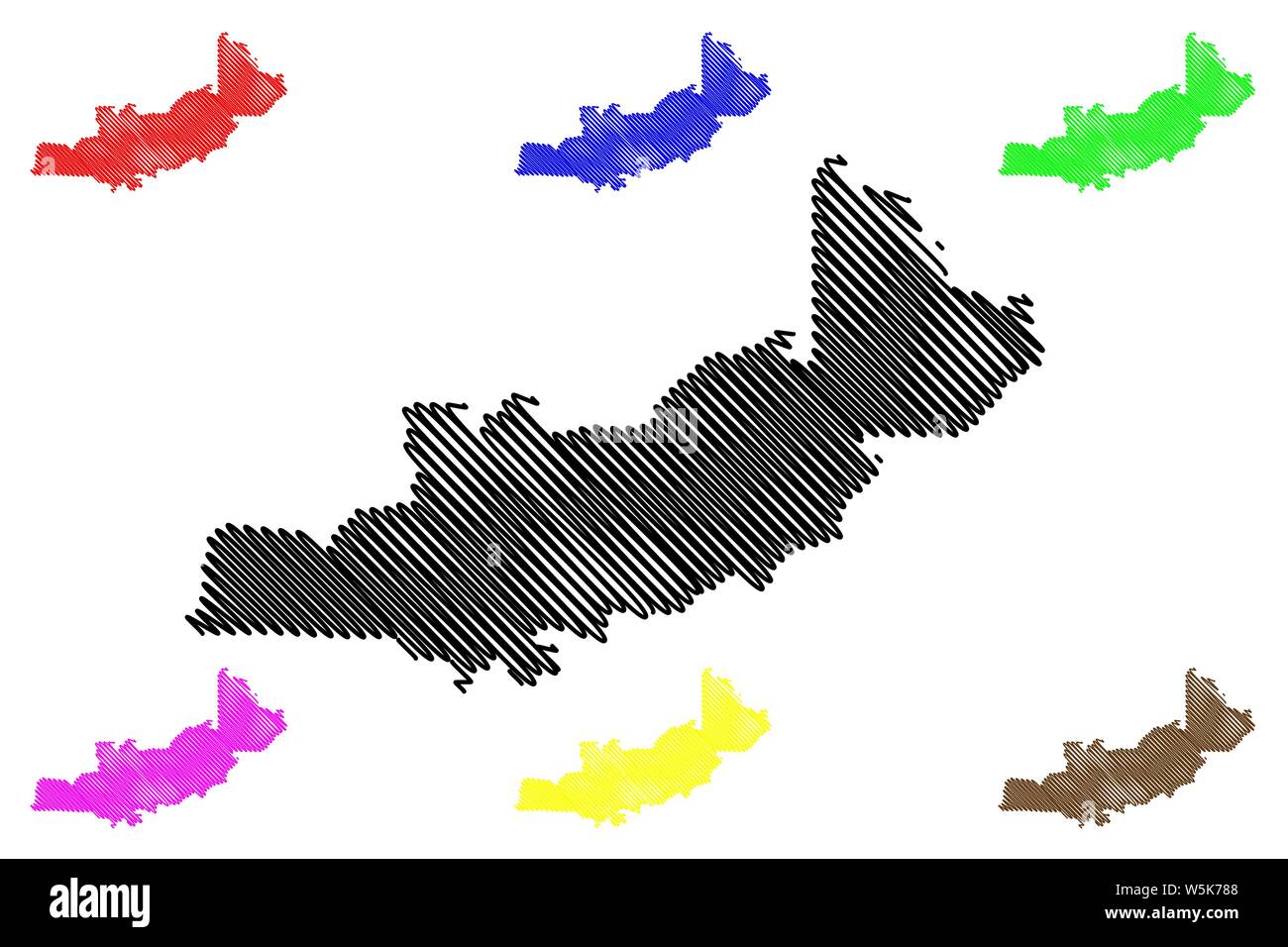 Zentrale Provinz (Provinzen von Sambia, Republik Sambia) Karte Vektor ...