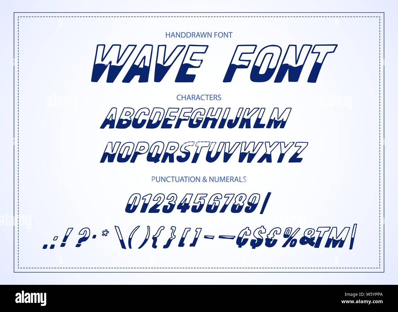 Vektor alphabet Schrift. Hand gezeichnet modernes Schriftbild. Wave ...