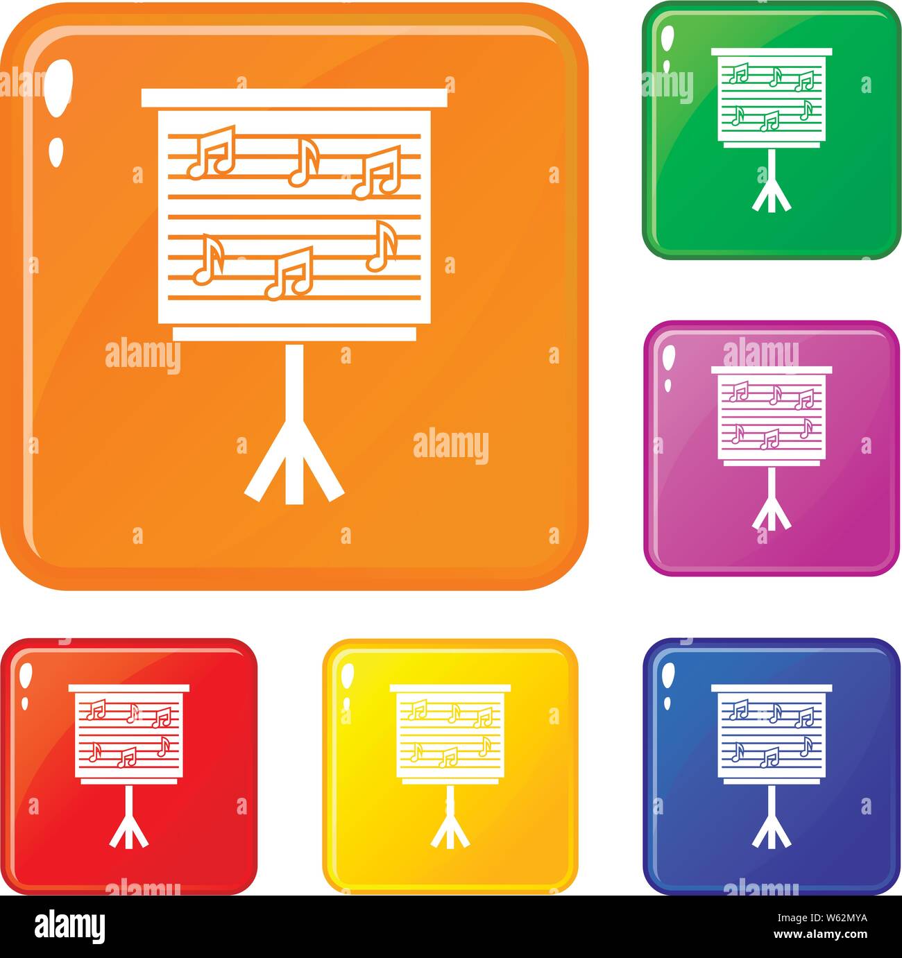 Whiteboard mit Noten Icons Set Vector Farbe Stock-Vektorgrafik - Alamy