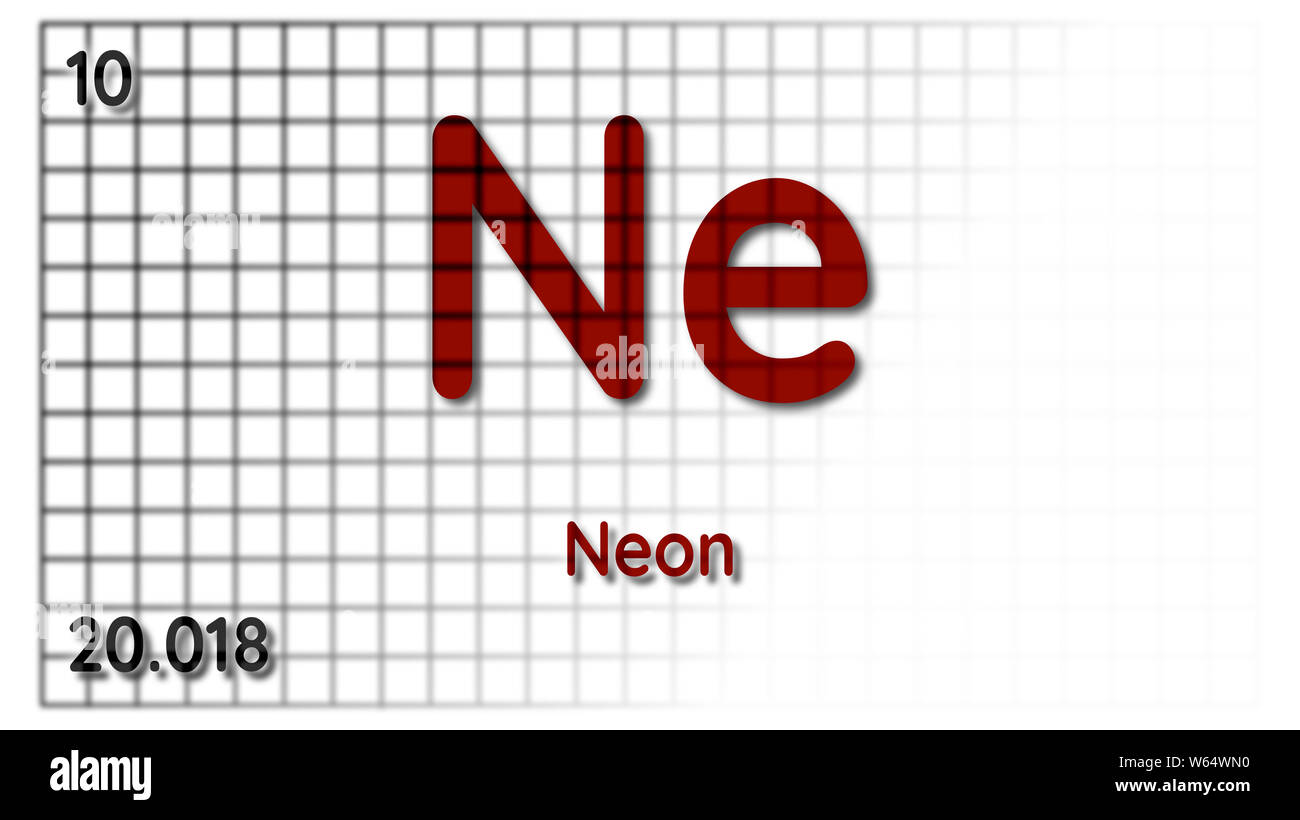 Neon chemische Element atomaren Daten und Symbol Abbildung: Hintergrund ...