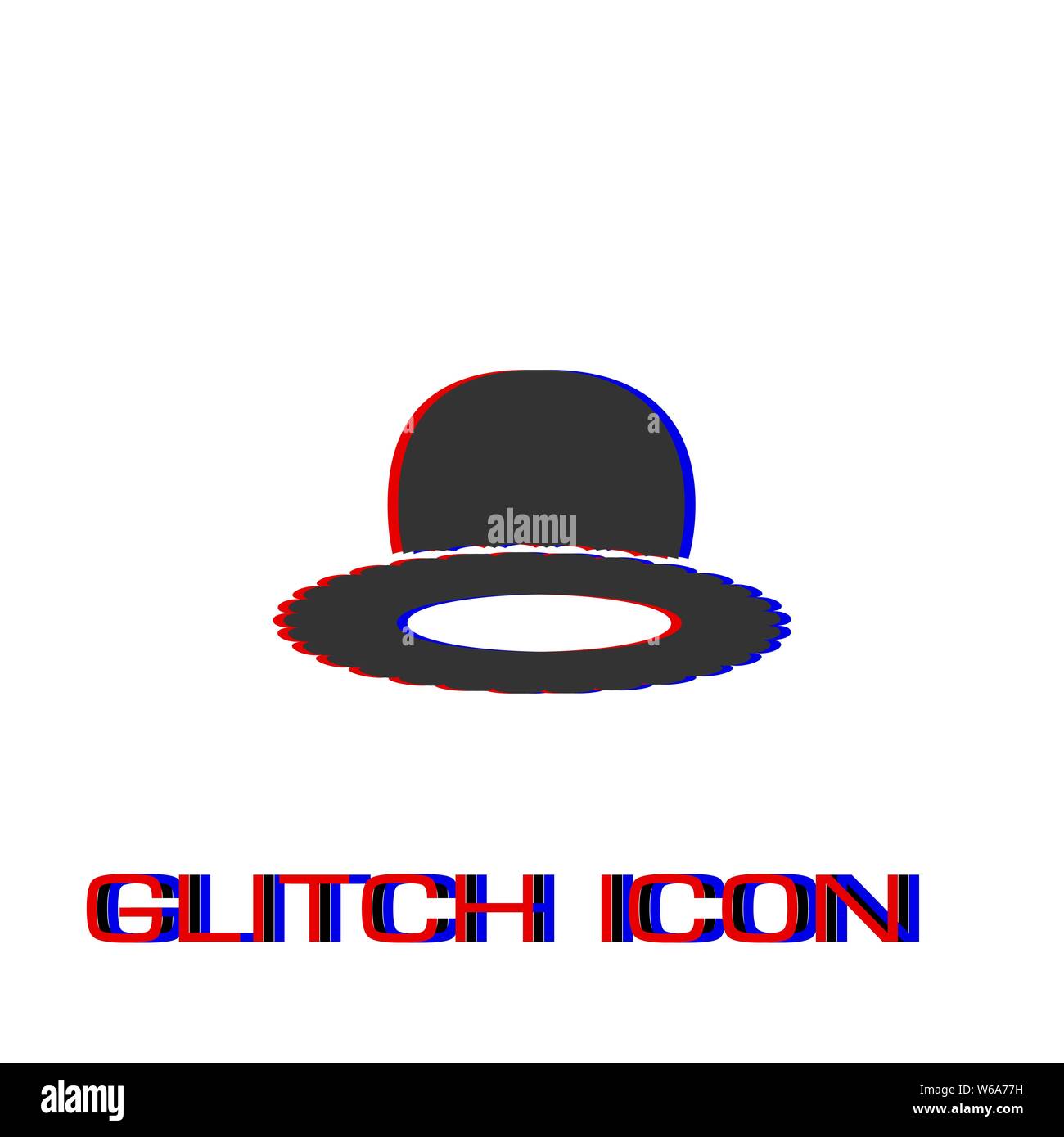 Top hat Symbol flach. Einfache Piktogramm-Glitch Wirkung. Vector ...