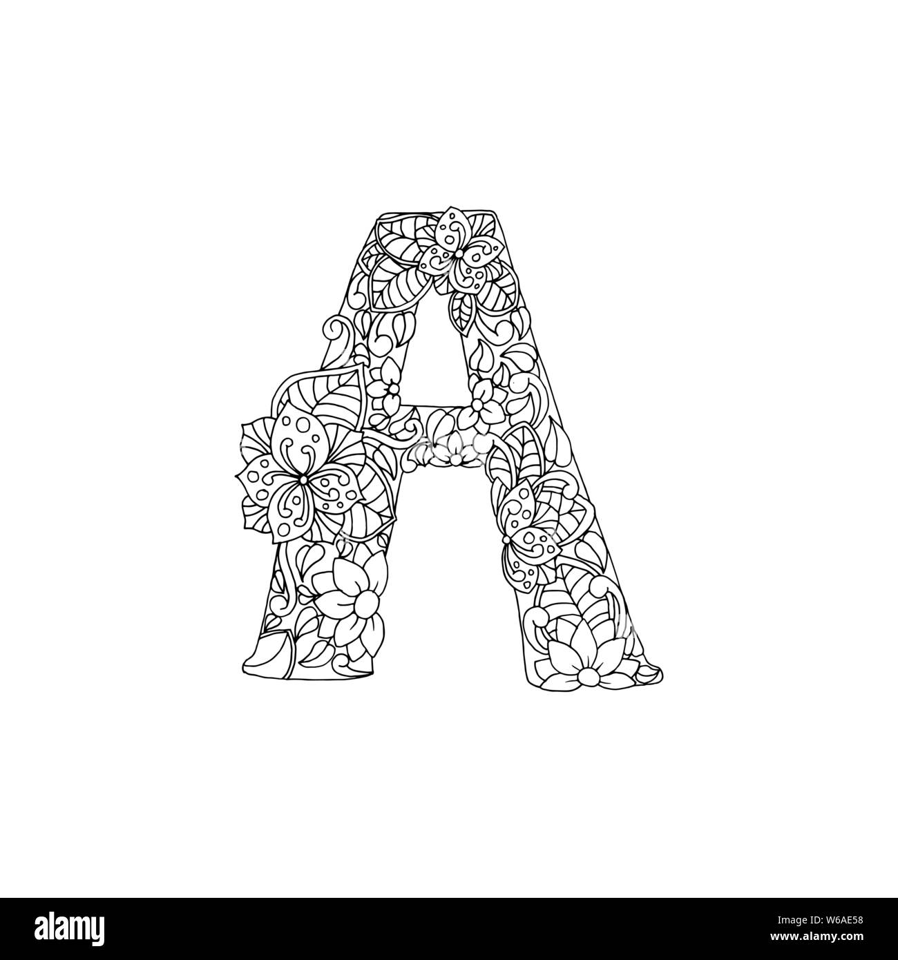 Malvorlagen Blumen Zierpflanzen Alphabet, Initial eine Schriftart ...