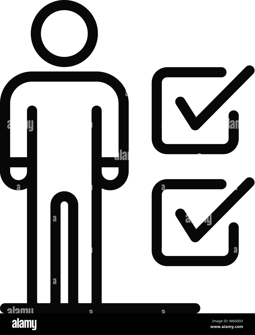Die menschliche Figur und Checkboxen Symbol, outline Style Stock ...