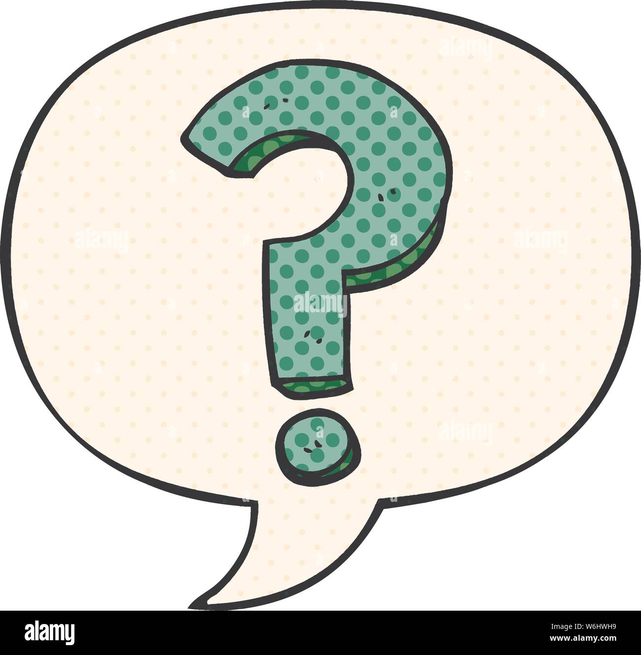 Karikatur Fragezeichen mit Sprechblasen im Comic Stil Stock ...