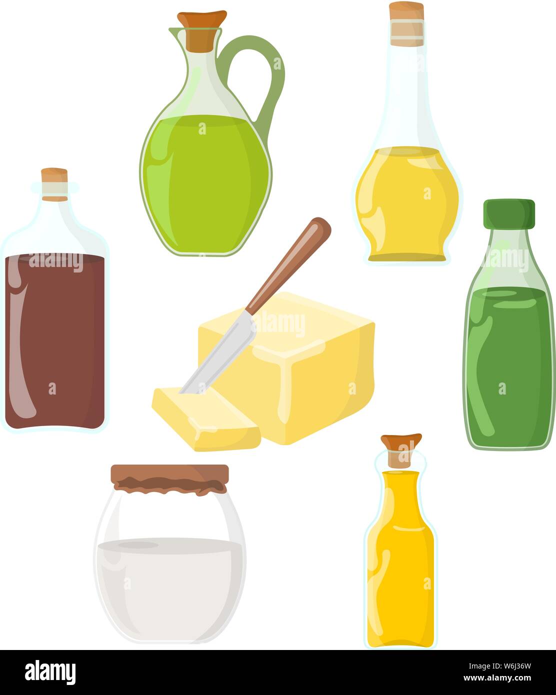 Satz von Öl, Fett, Butter Symbol. Essen Etikett, Logo für Web und ...