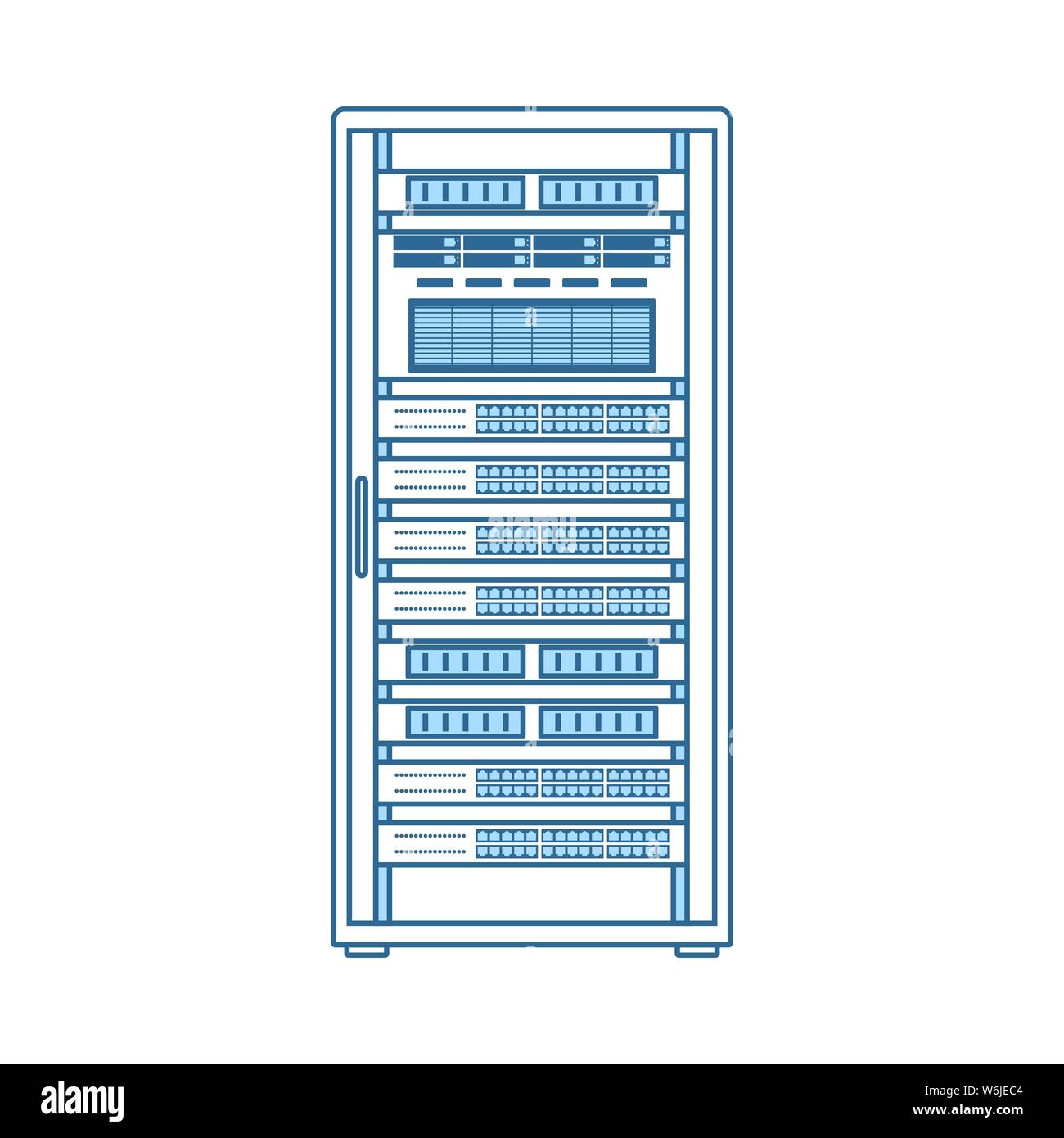 Server Rack Symbol. Dünne Linie mit blauer Füllung Design. Vector ...