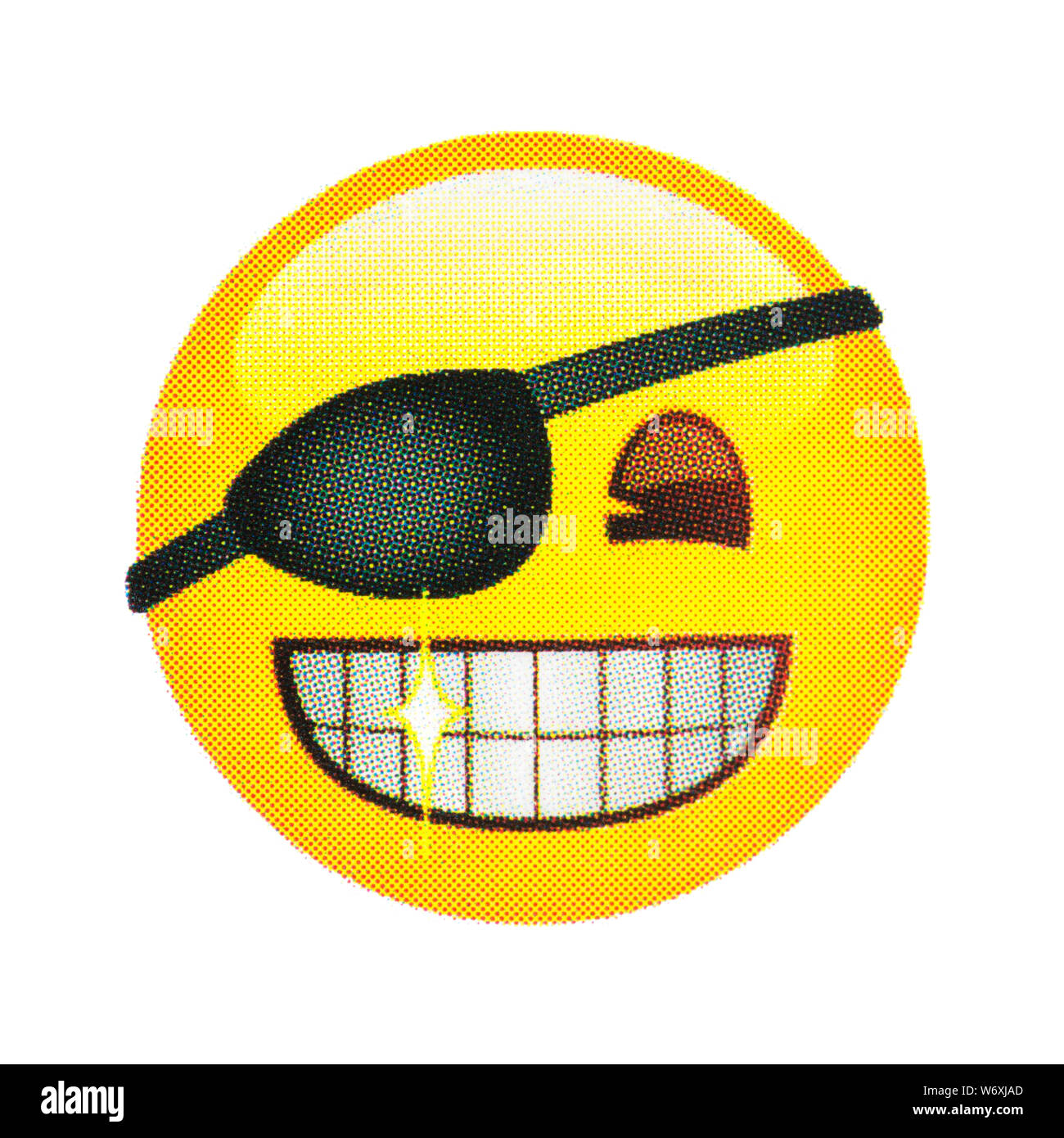 Grinsenden Gesicht mit Augenklappe Emoticon Stockfotografie - Alamy