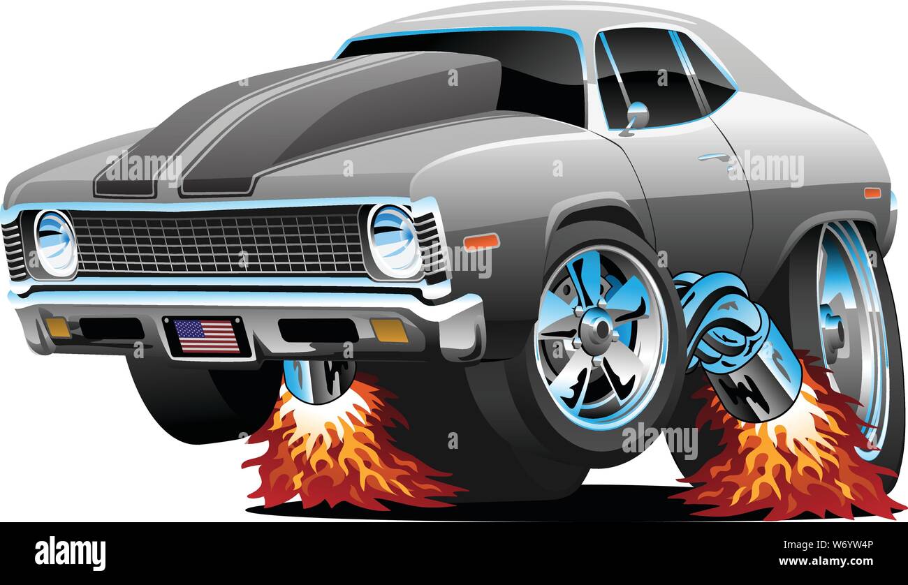Classic American Muscle Car Hot Rod Cartoon isoliert Vector ...