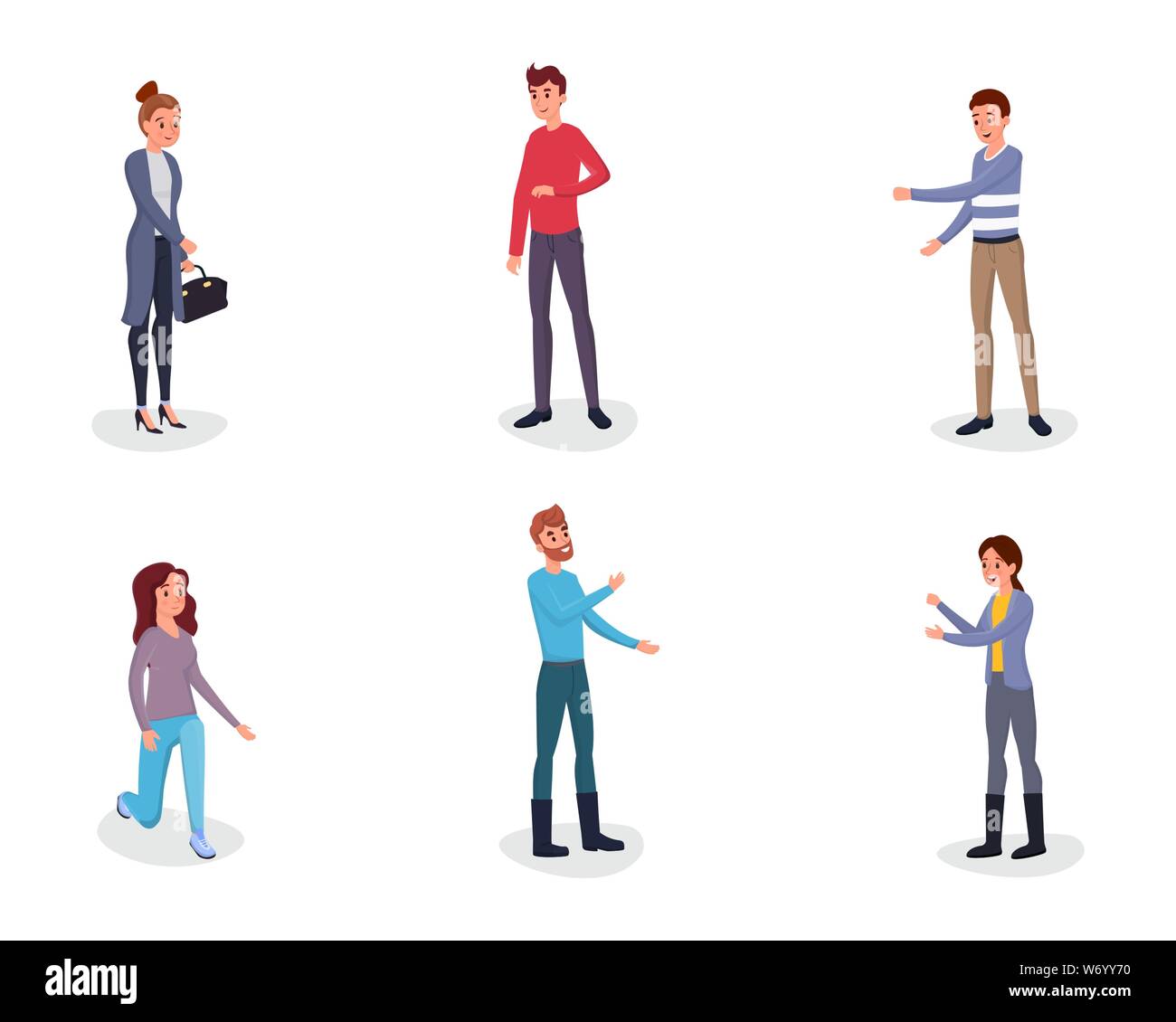 Gestik, die Menschen vektor Zeichen gesetzt. Fröhlicher Mann, Frau ...