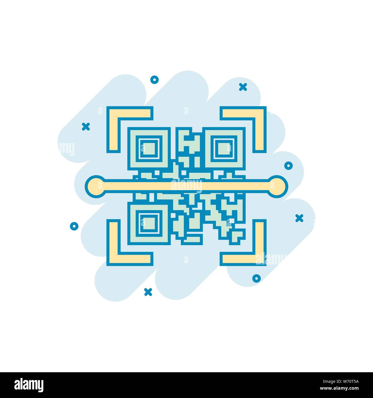 Qr-Code Symbol im Comic-stil scannen. Scanner-id Vektor Cartoon ...