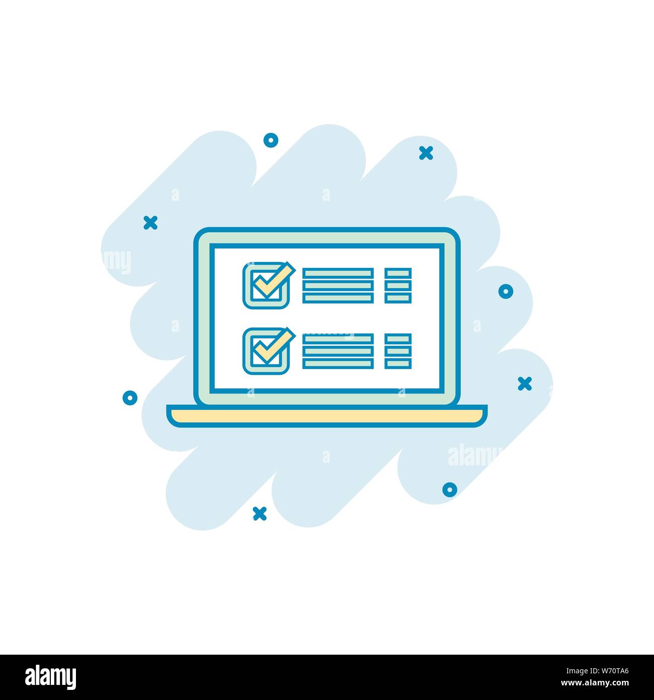 Online Umfrage zeichen Symbol im Comic-stil. Fragebogen vektor Cartoon ...