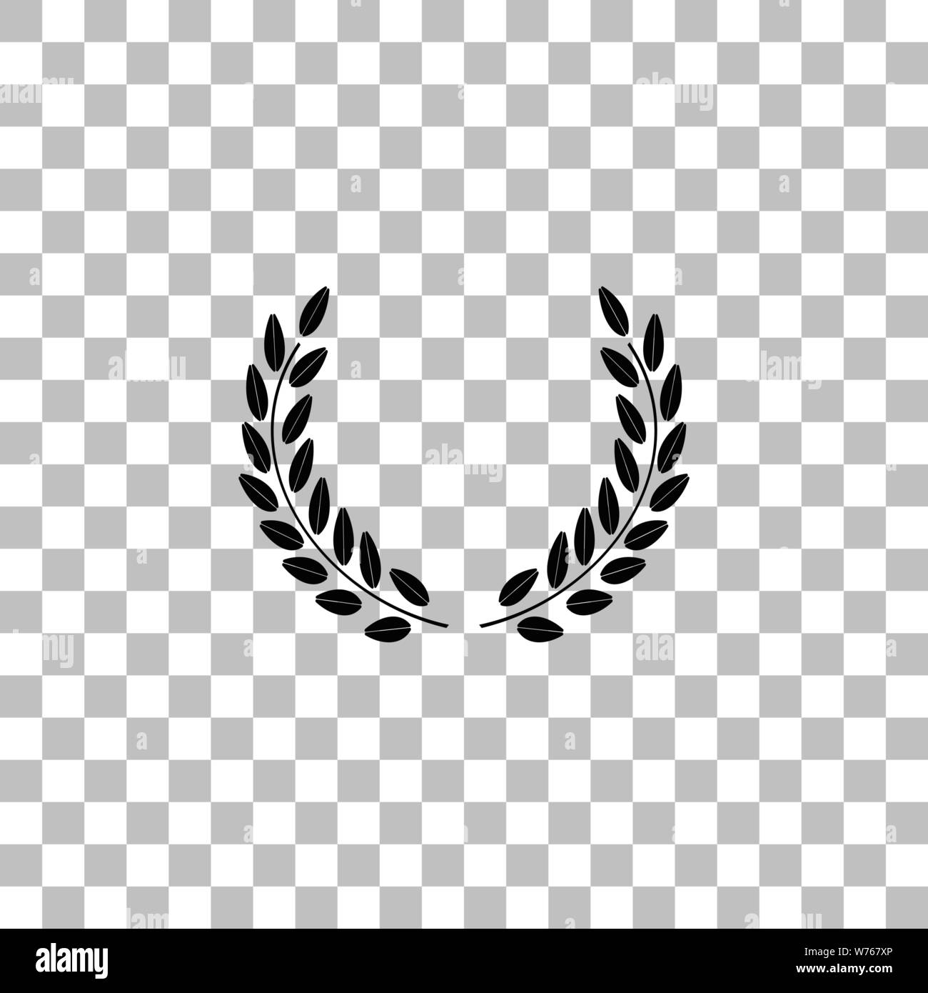 Lorbeerkranz. Flache schwarze Symbol auf einen transparenten ...