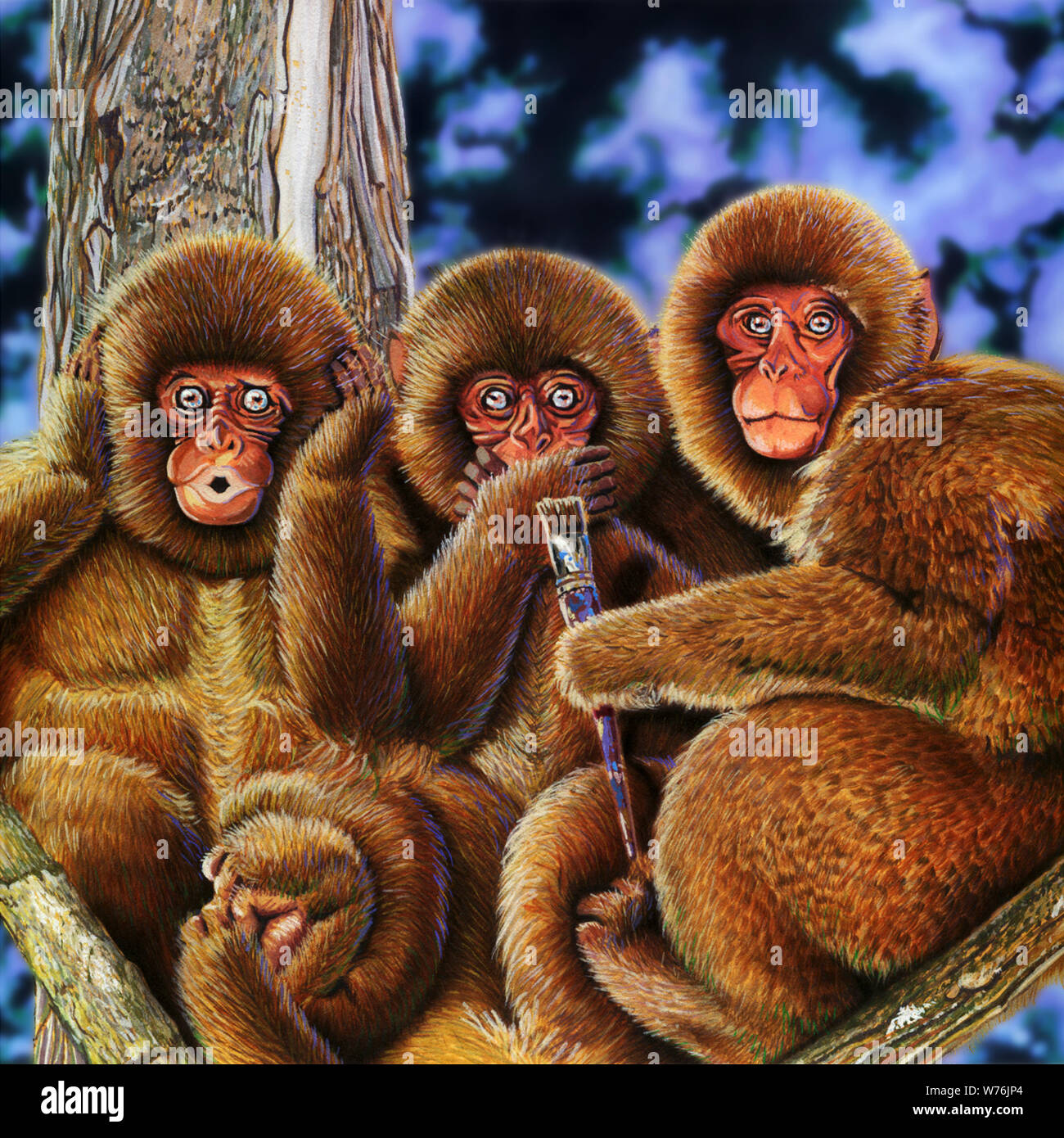 Three monkeys art -Fotos und -Bildmaterial in hoher Auflösung - Seite 2 ...