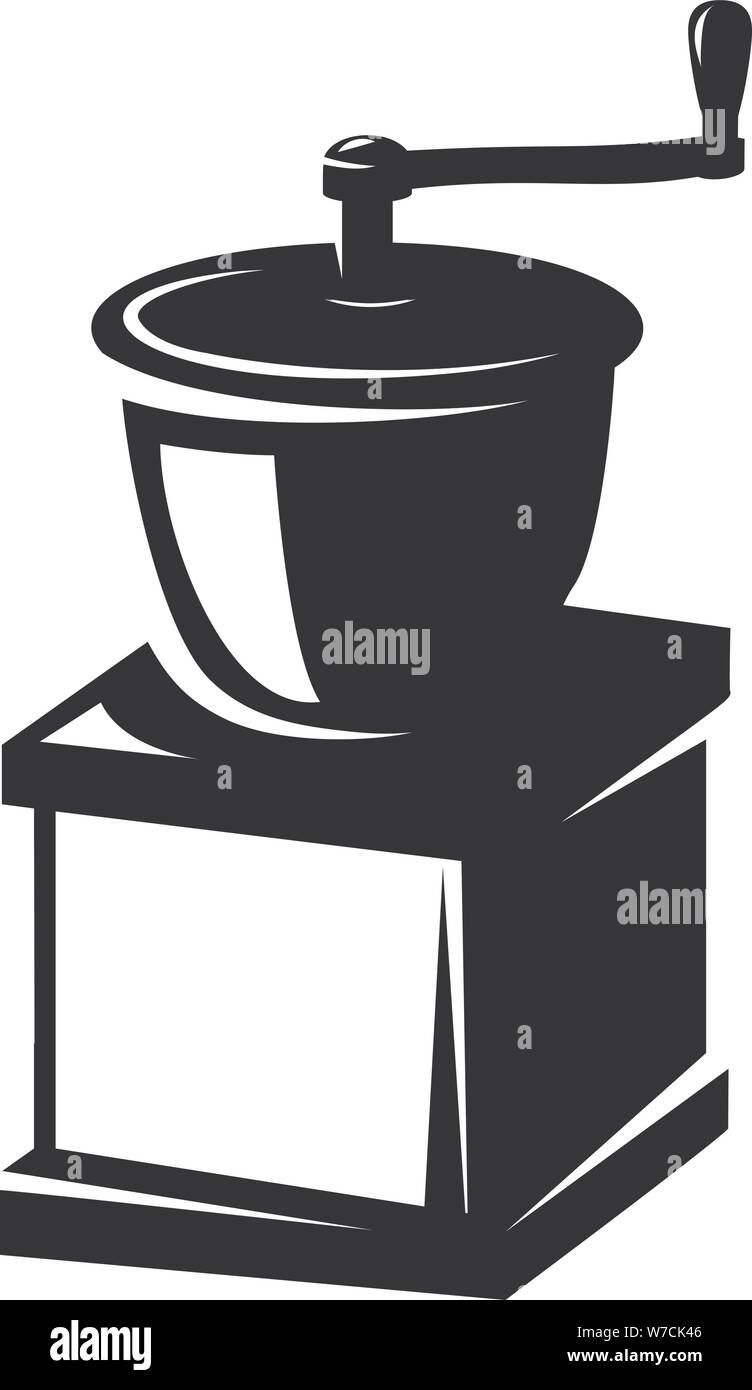 Kaffee Mühle Symbol auf weißem isoliert. Design Element für Logo ...