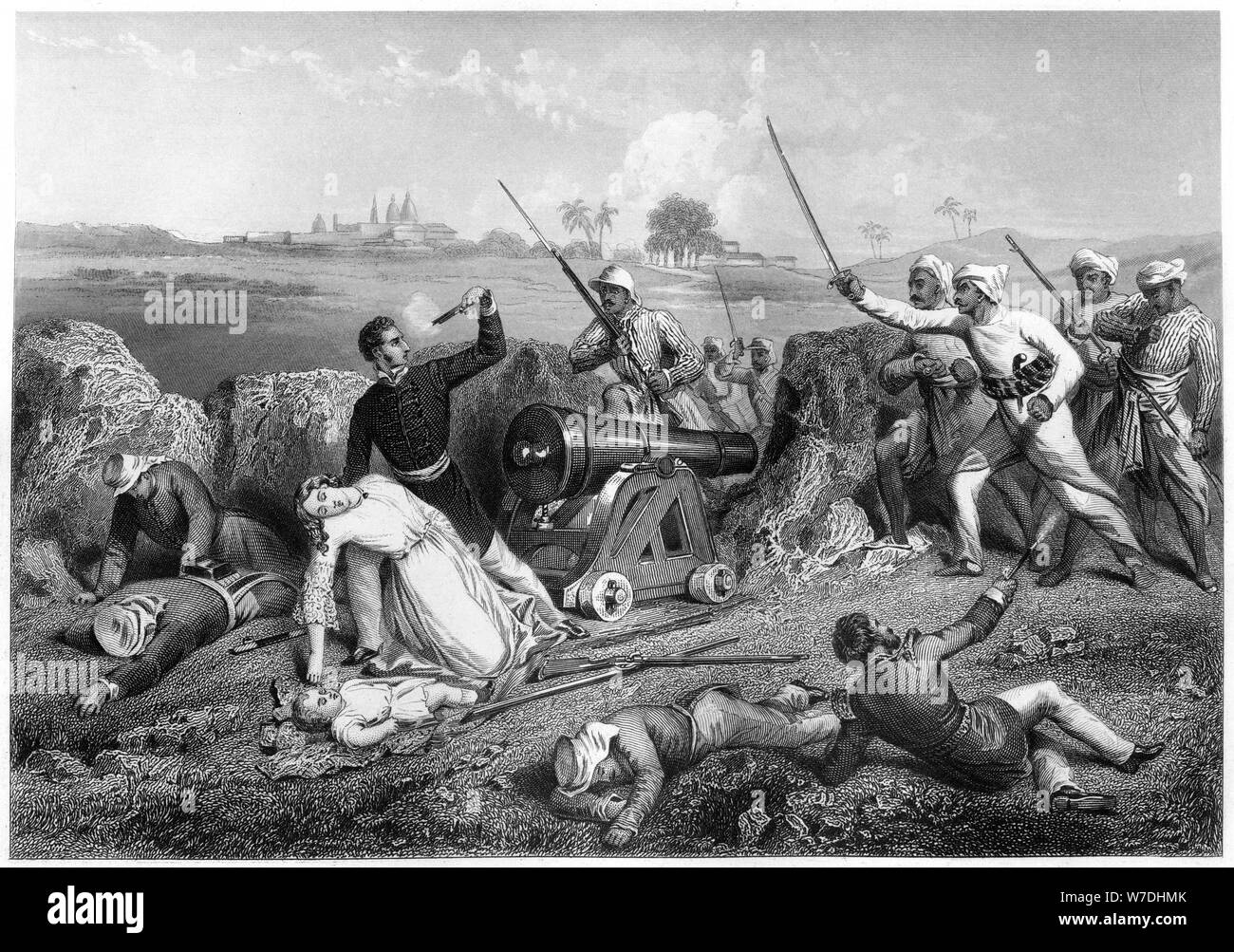 'Tod des Großen Skene und seine Frau in Jhansi", 1857, (c 1860). Artist ...