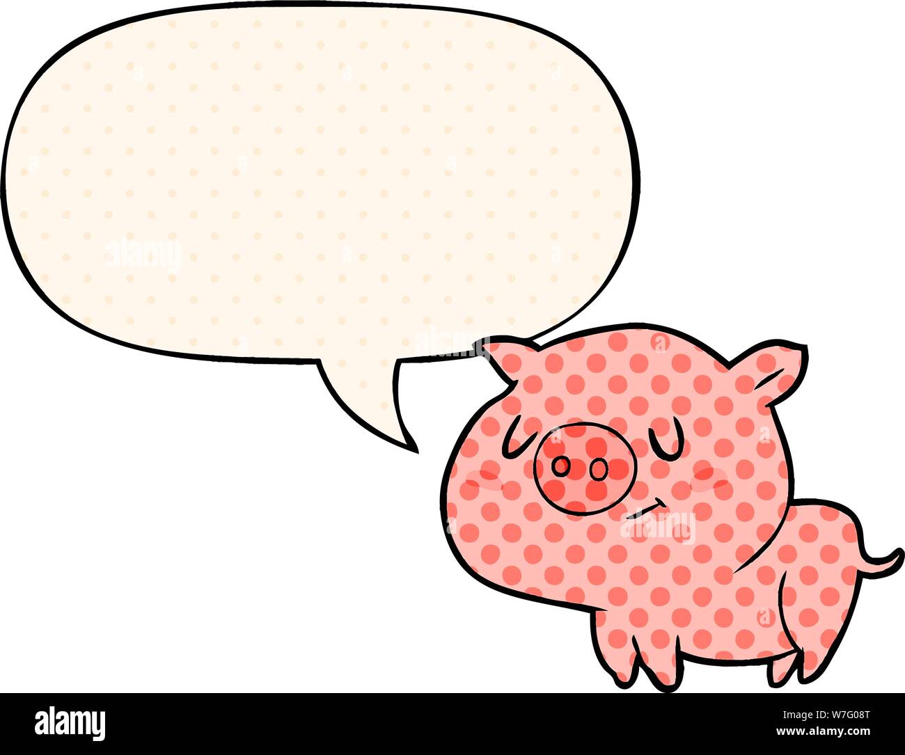 Cute cartoon Schwein mit Sprechblasen im Comic Stil Stock-Vektorgrafik ...