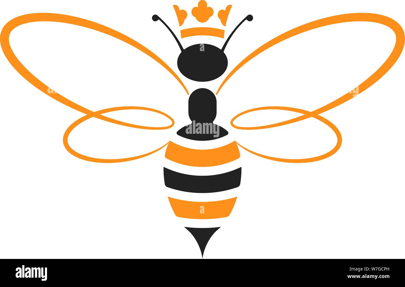 Vector Illustration. Queen Bee Symbol mit Krone in Schwarz und Gelb ...