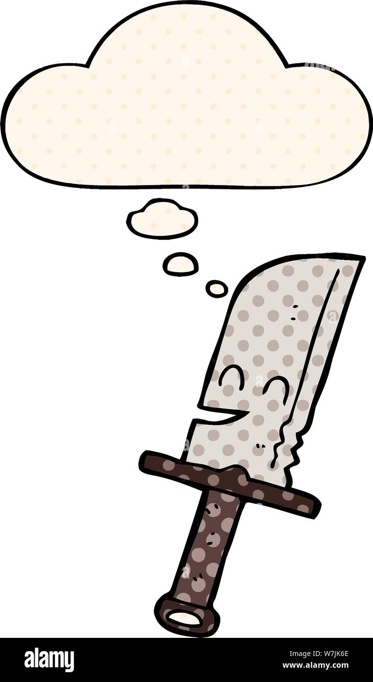 Cartoon Messer mit dachte Blase im Comic Stil Stock-Vektorgrafik - Alamy