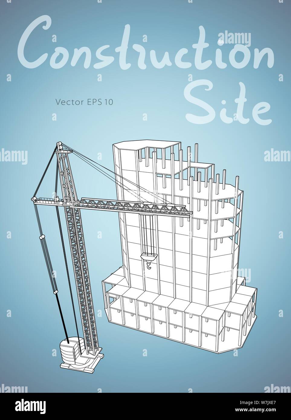 Baustelle und Tower Crane. Stadt. Vektor zeichnen Stock-Vektorgrafik ...