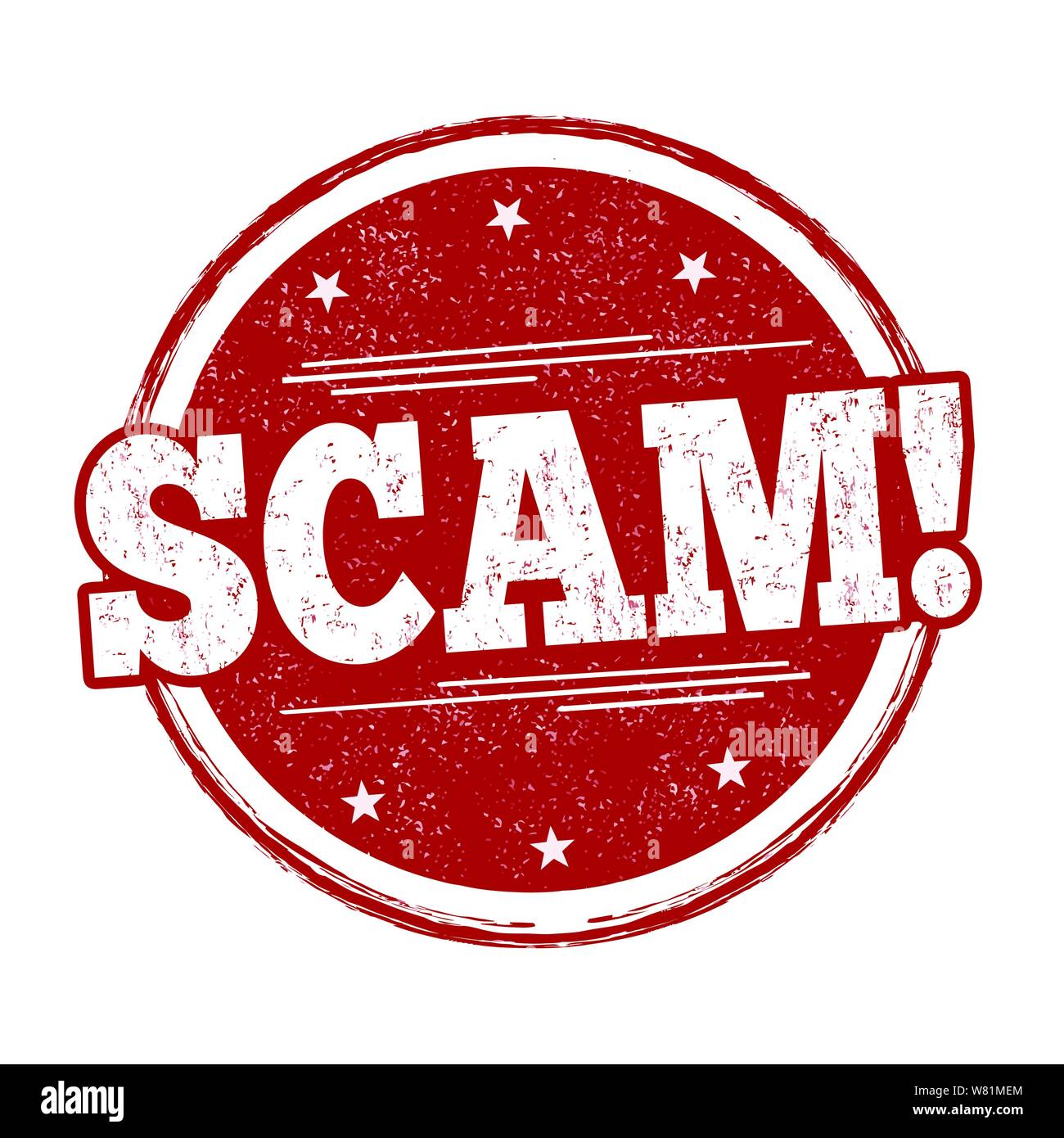 Scam Zeichen oder Stempel auf weißem Hintergrund, Vector Illustration ...