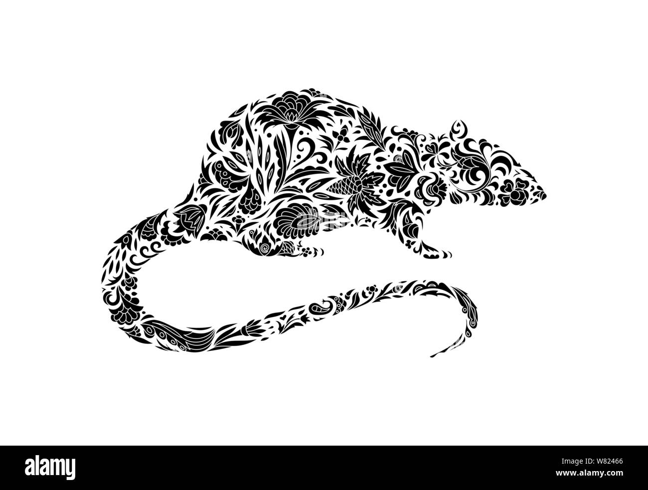 Zentangle stilisierte Ratte. Hand gezeichnet Spitze Vector Illustration ...