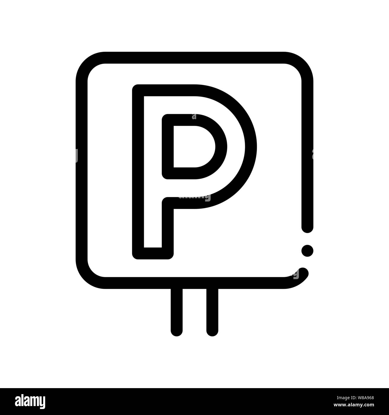 Parkplatz Sign-board Vektor Zeichen dünne Linie Symbol Stock ...
